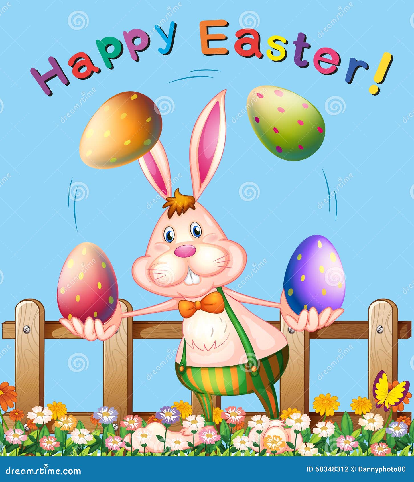 Poster Design with Easter Bunny Juggling Eggs Stock Vector ...