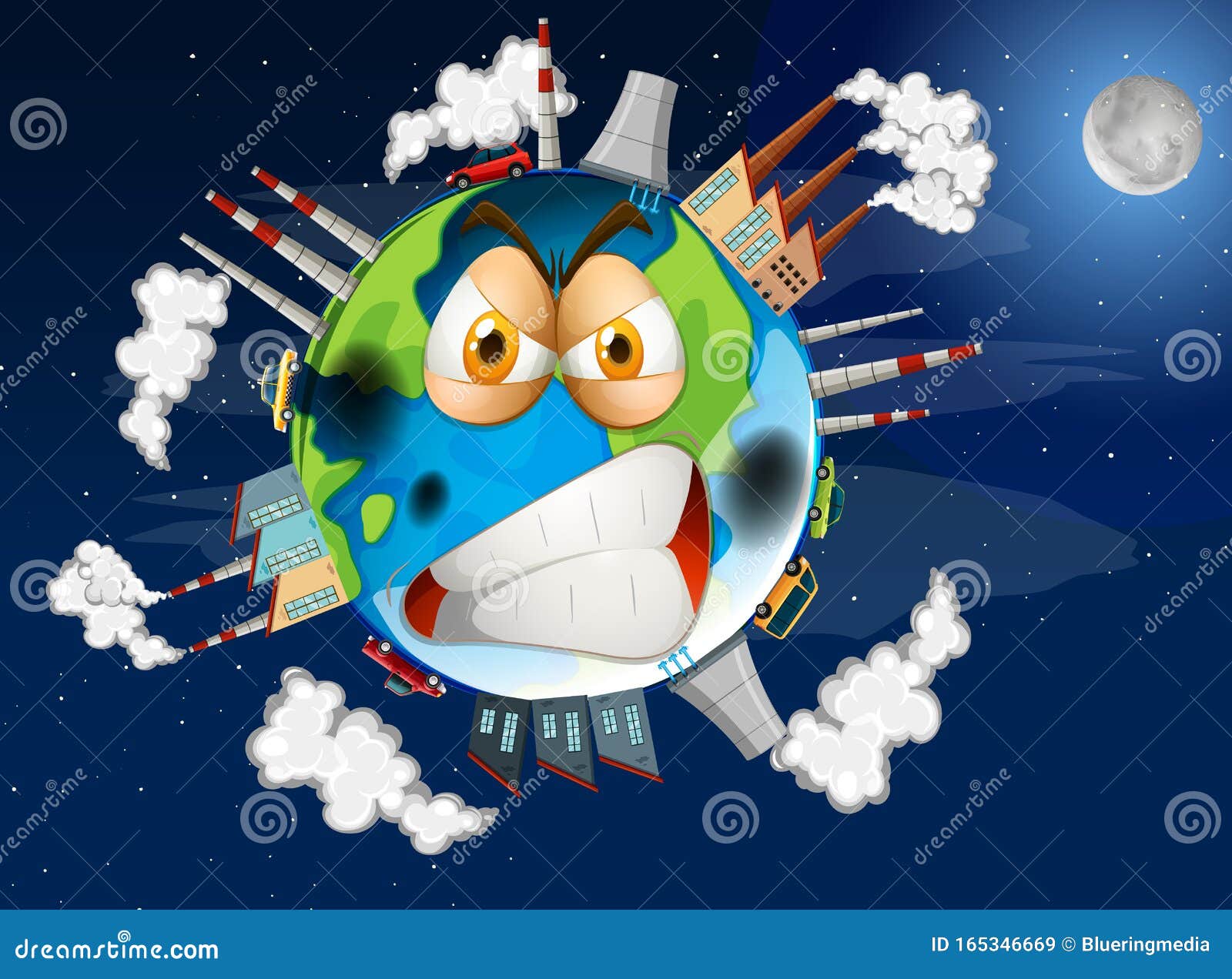 Global Warming Pollution Concept, Urban Landscape Smoked Polluted ...