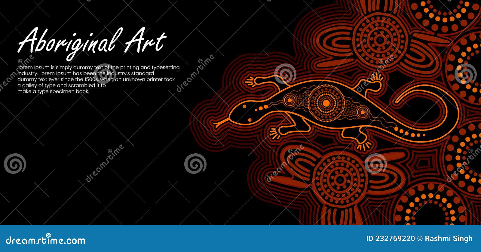 Aboriginal Goanna Banner Design Vector Illustration | CartoonDealer.com ...