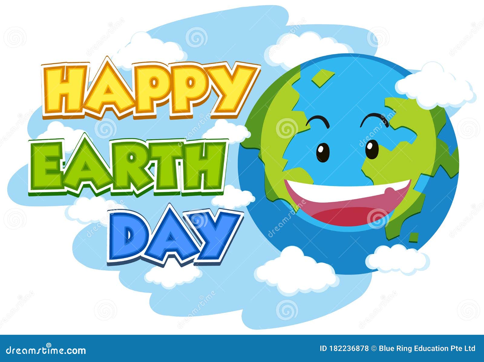 Poster Design for Happy Earth Day with Smiling Earth Stock Vector ...
