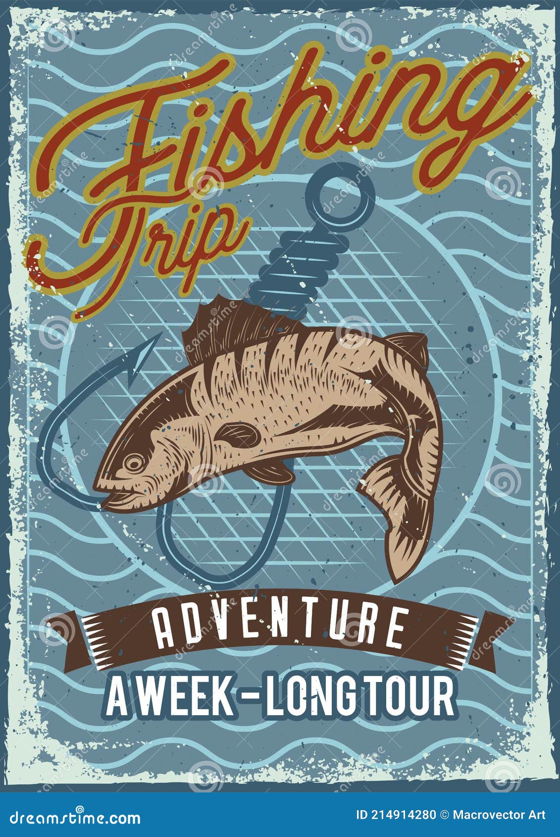 Poster Design with Illustration of Fish on Dusty Background Stock ...