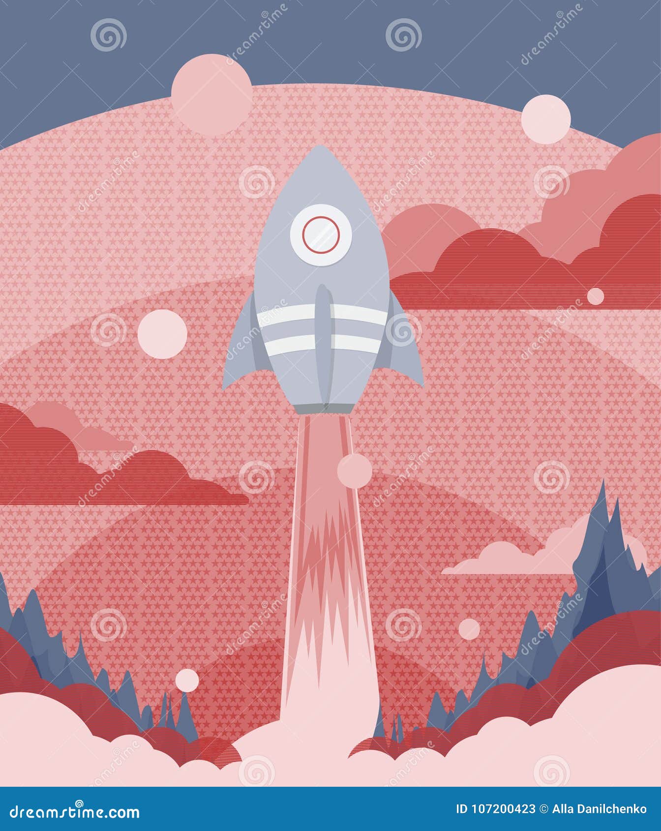 Poster Design with a Rocket Flying To Outer Space Stock Vector ...