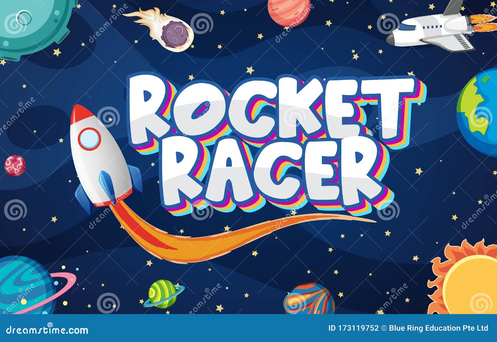 Poster Design with Rocket Racer in Dark Space Stock Vector ...