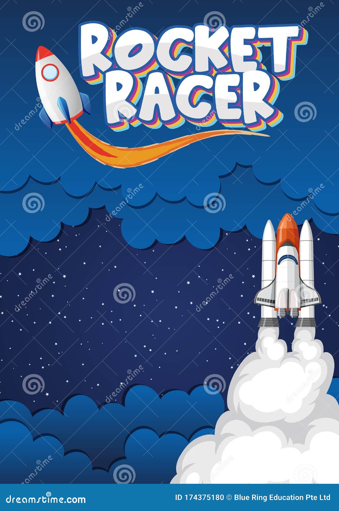 Poster Design with Rocket Ships in the Space Background Stock Vector ...