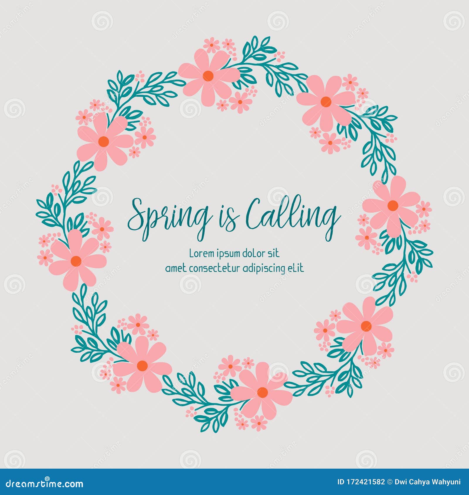 Poster Design for Spring Calling Greeting Card, with Crowd of Leaf and ...