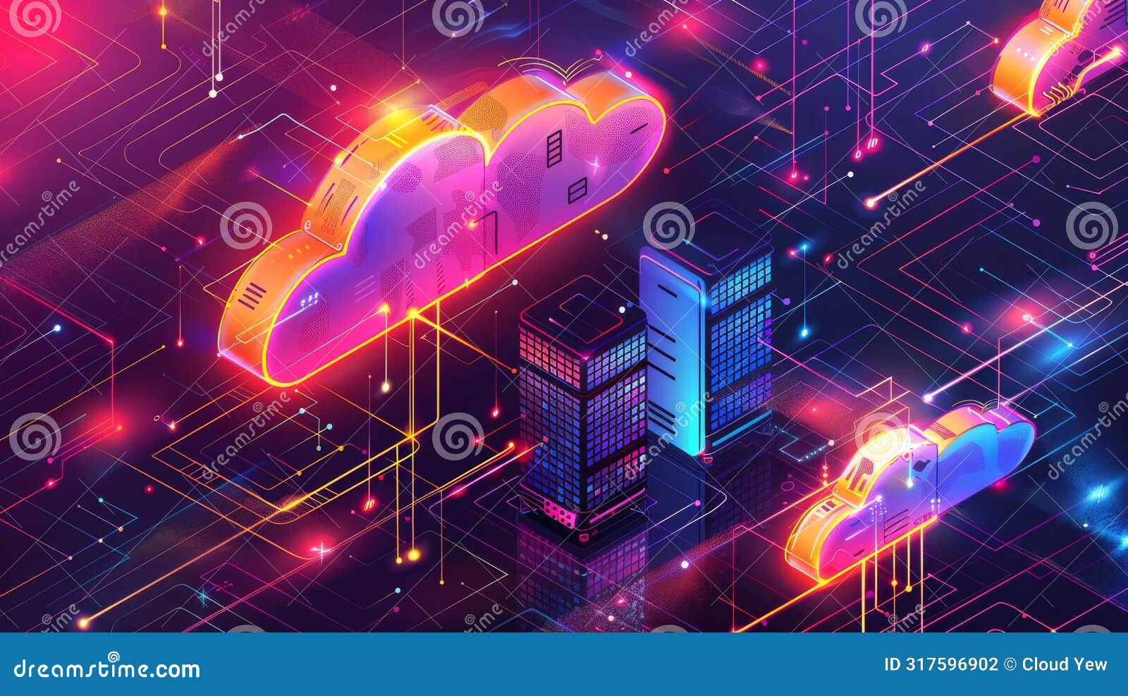 Poster Design with Striking Cloud Server Illustration Stock ...