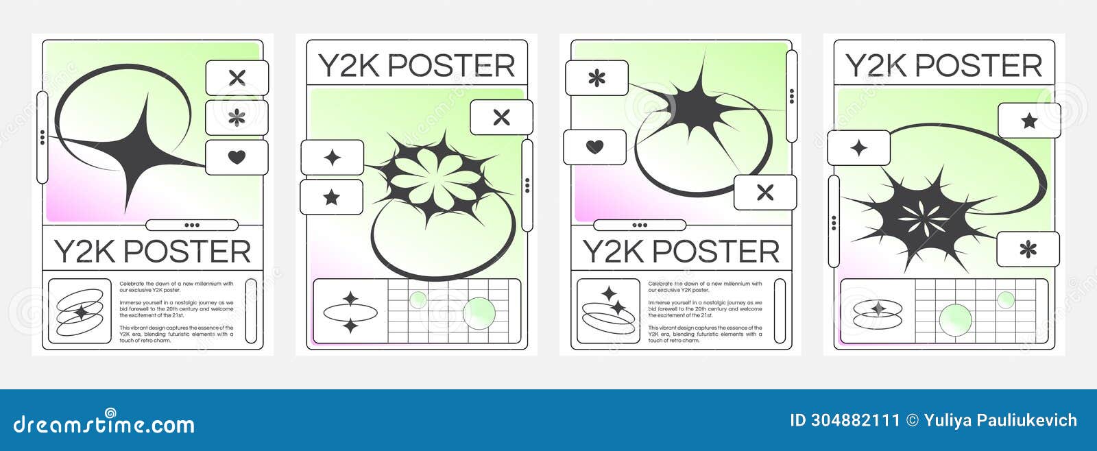 Poster Design Template in Y2k Style Stock Illustration - Illustration ...