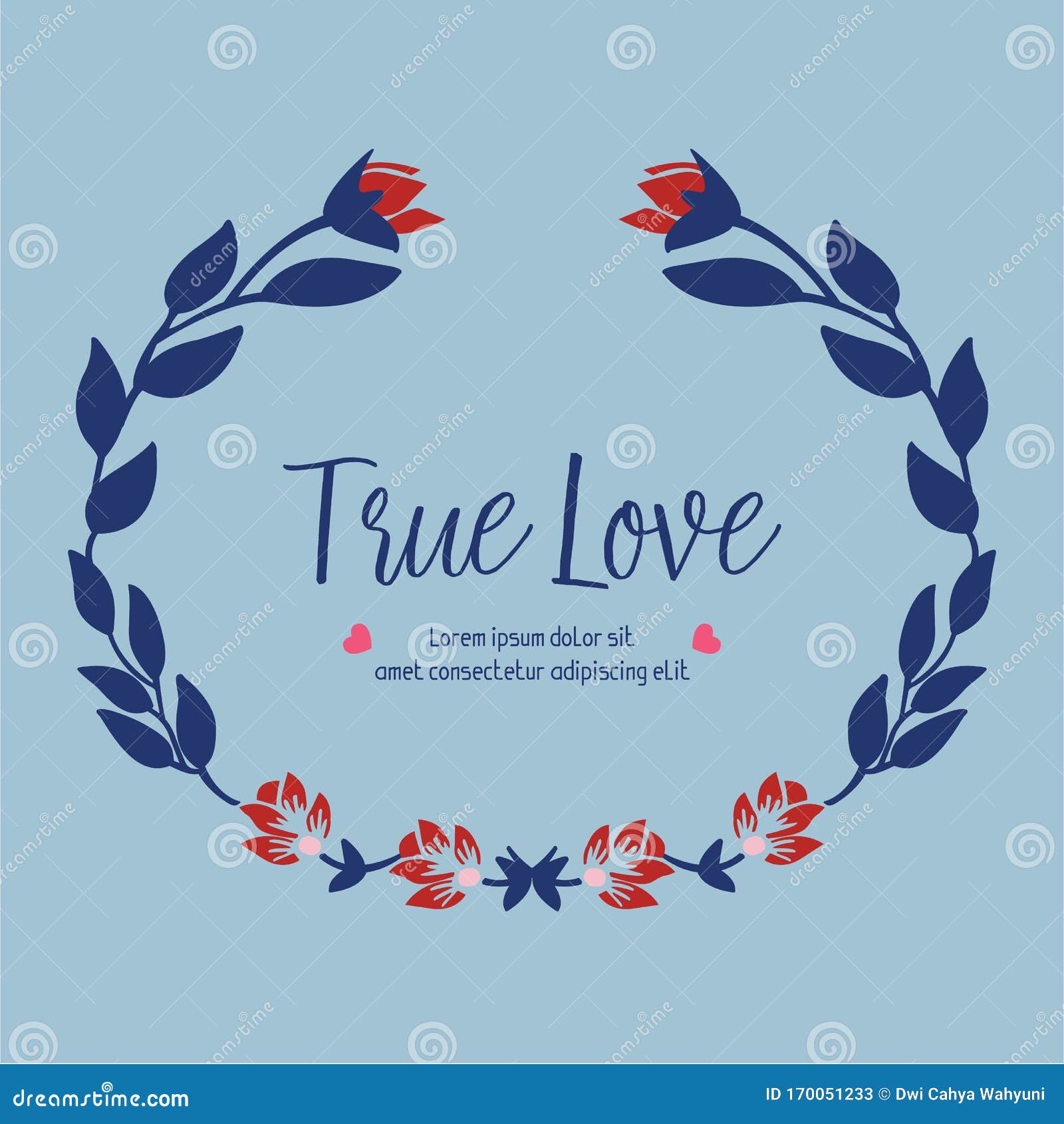 Poster Design for True Love, with Beautiful Leaf and Flower Frame ...