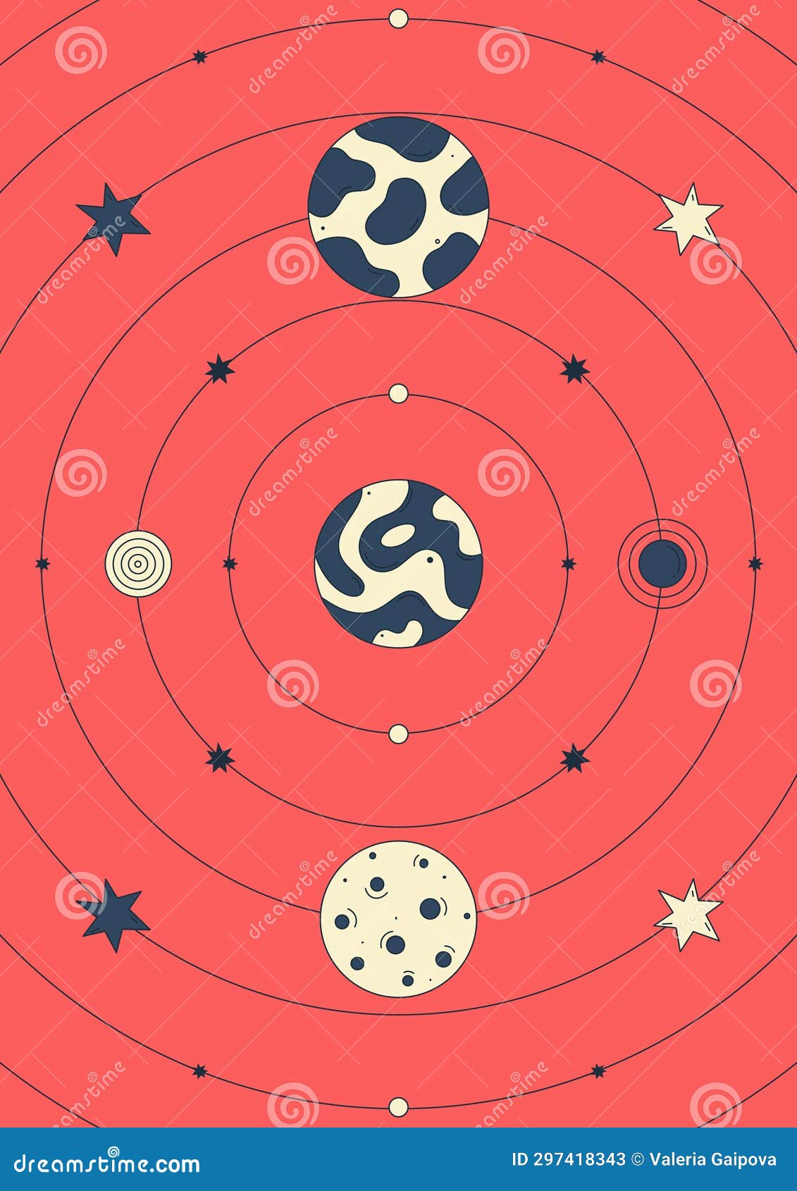 Poster Design. Vector Illustration with Abstract Patterned Planets ...