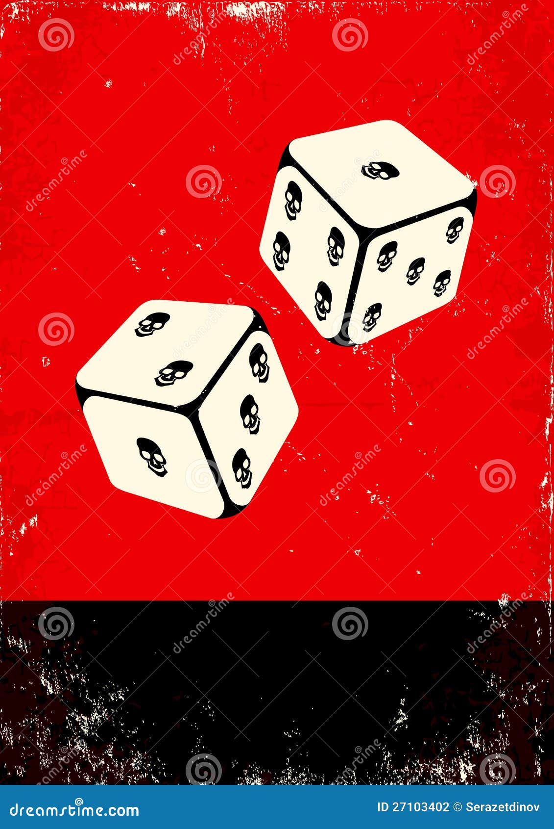 Poster with dice stock vector. Illustration of danger - 27103402