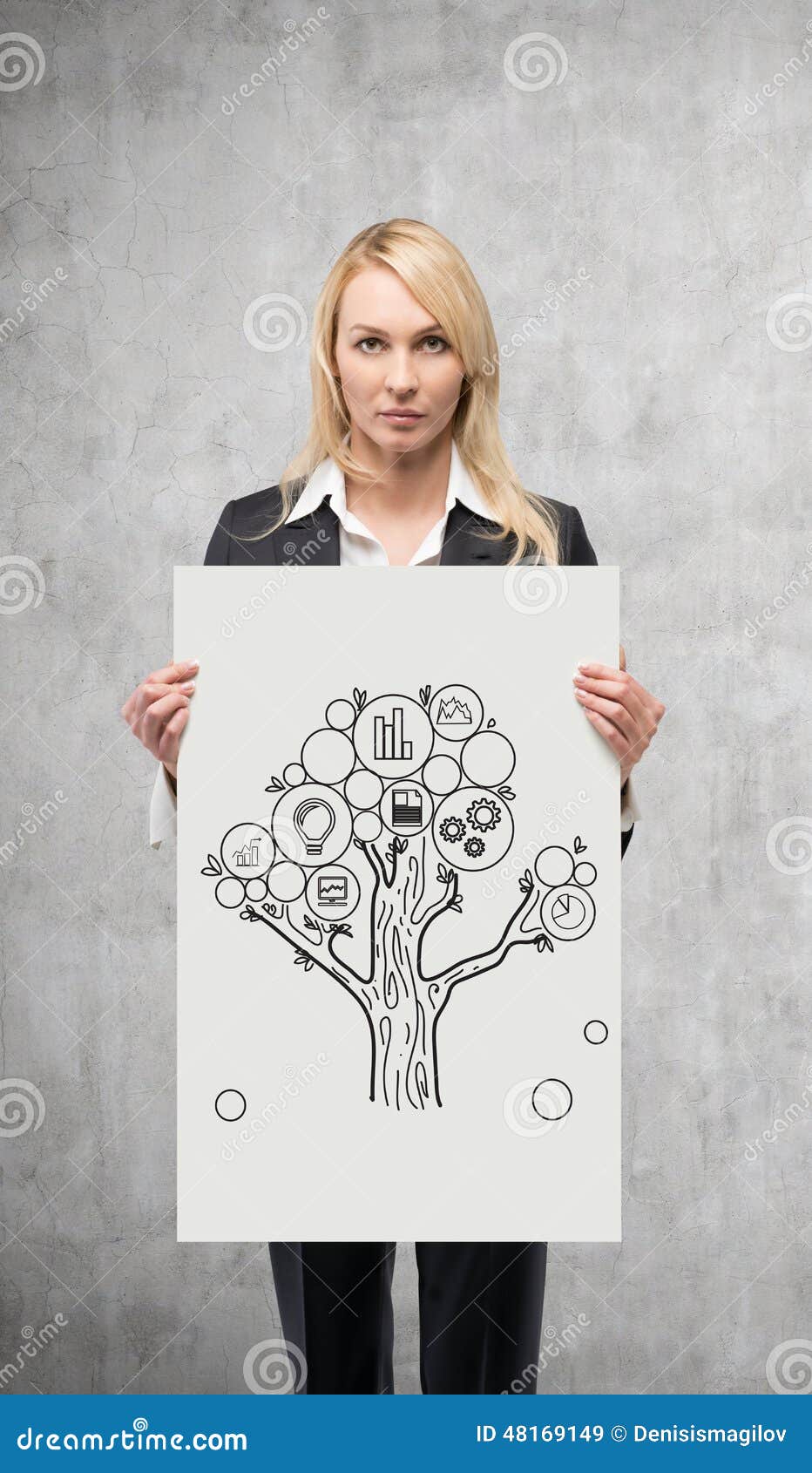 Poster with drawing tree stock image. Image of corporate - 48169149
