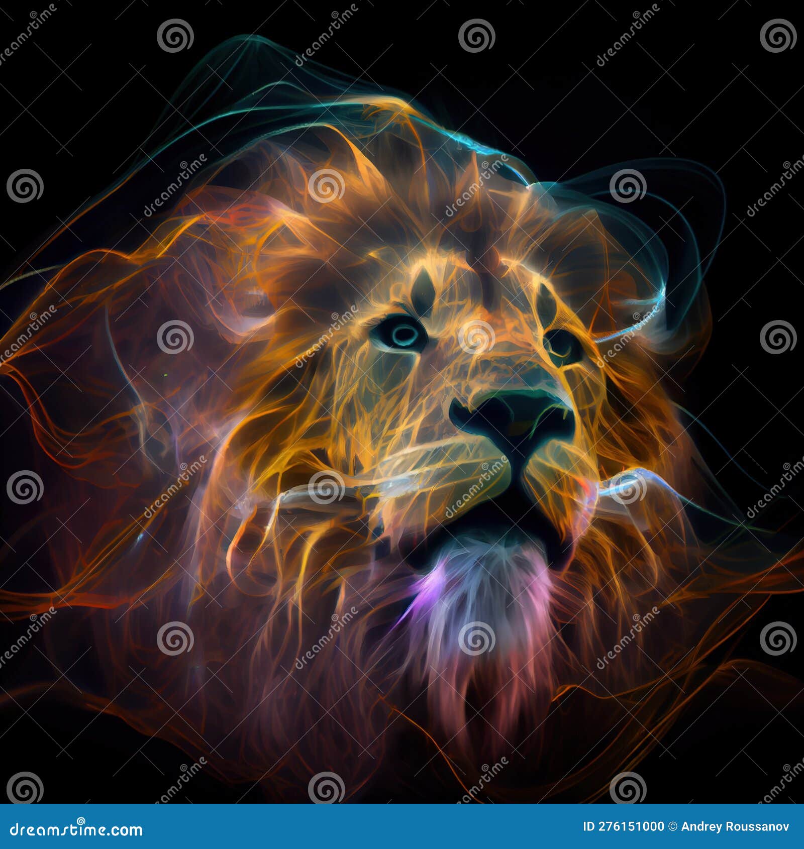 Poster Electric Lion Head. AI Render Stock Illustration - Illustration ...