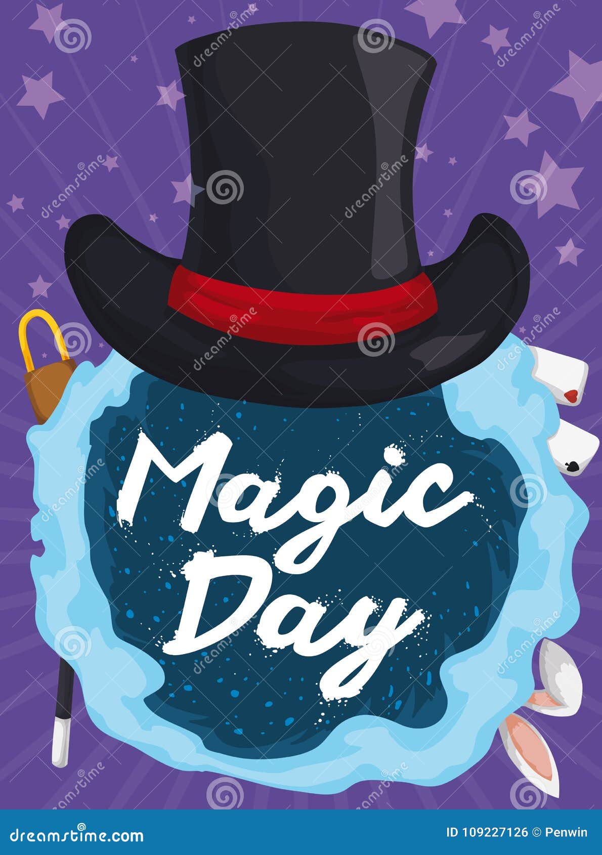 Hat Over Vortex Full of Magic Tricks for Magic Day, Vector Illustration ...