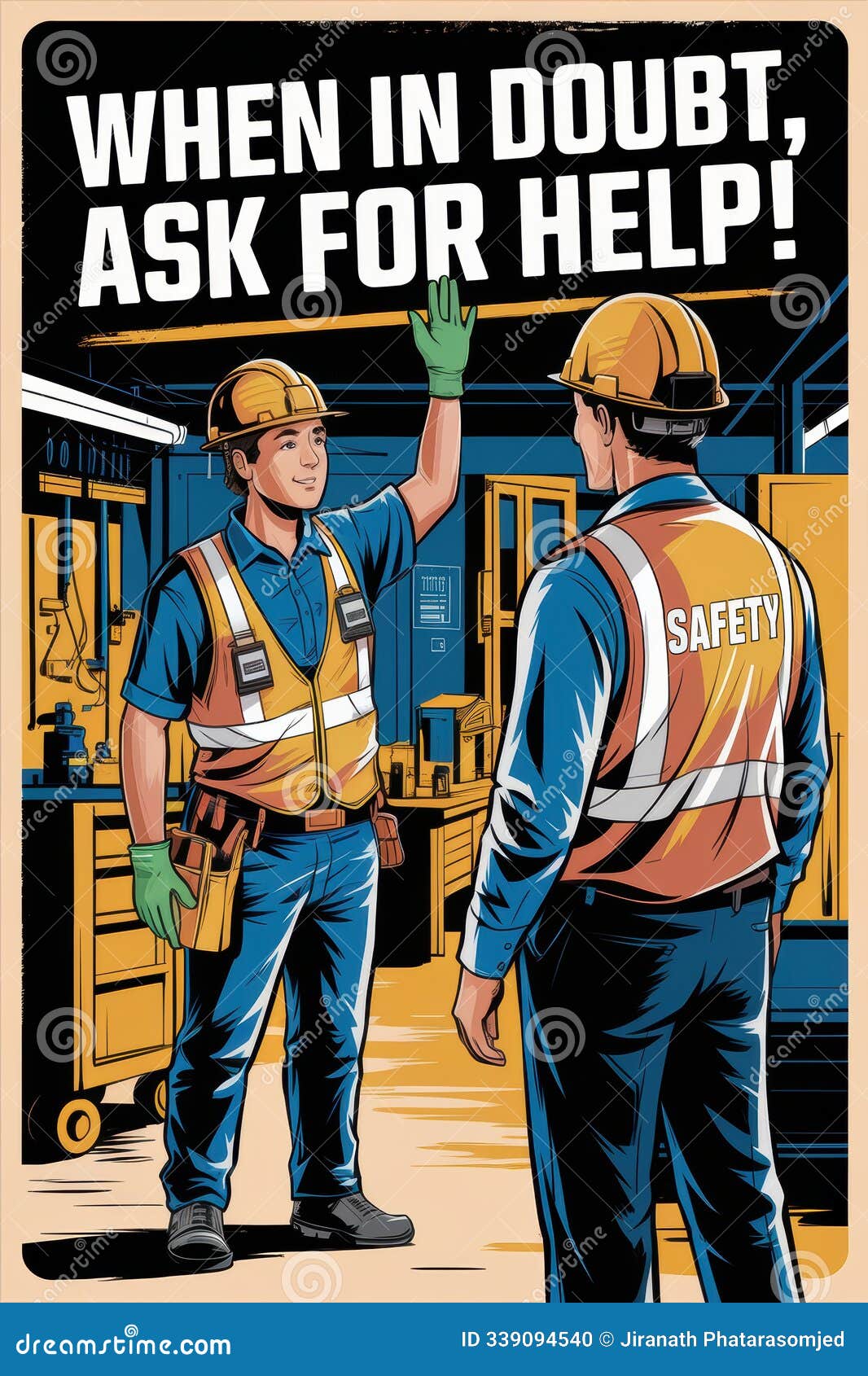 Safety First: Ask for Help in the Workplace Stock Illustration ...