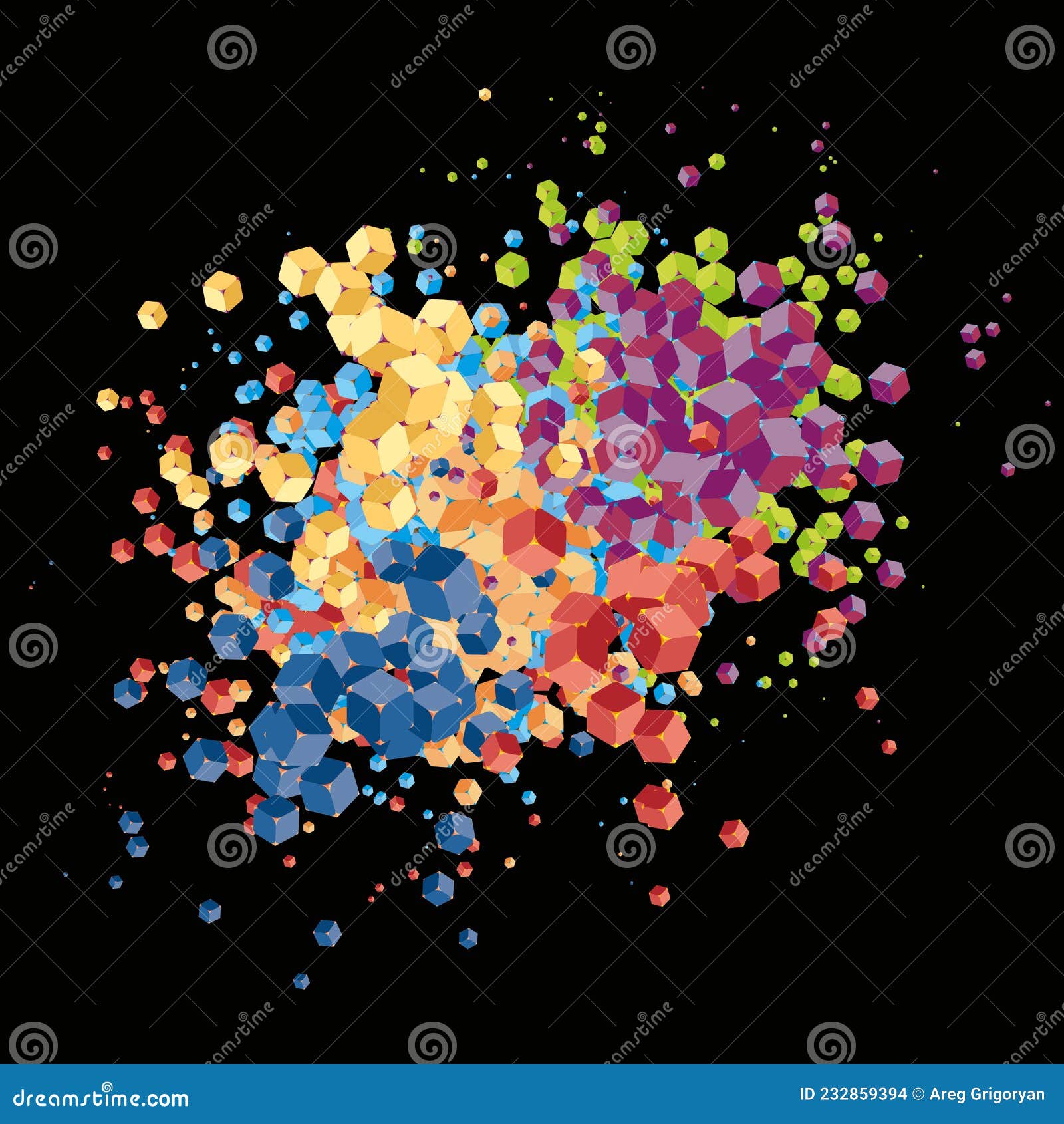 Colorful cubes explosion stock vector. Illustration of background ...