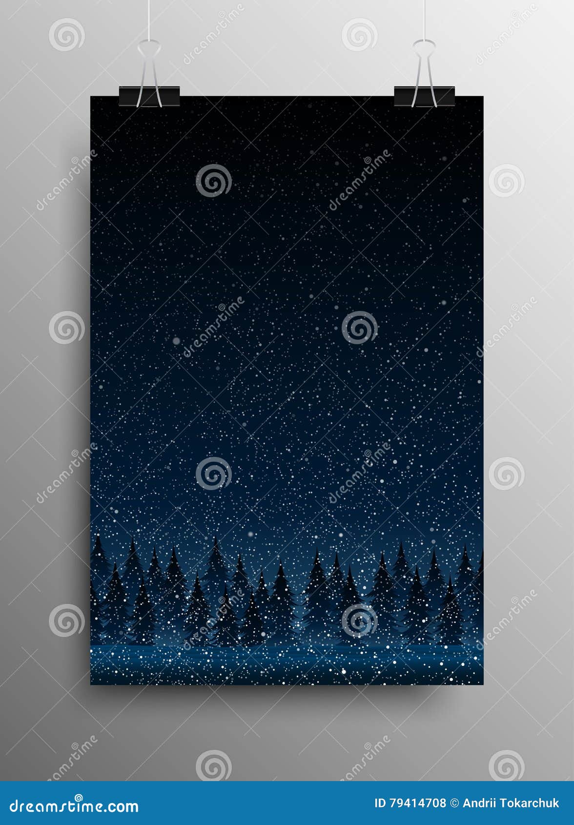 Poster. Falling Snow. Forest. Christmas Trees. Stock Vector ...