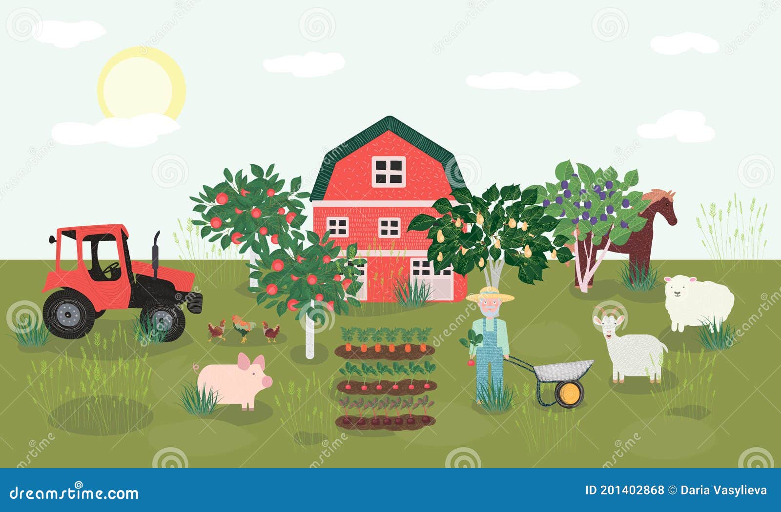 Poster with Farm Elements, Vector Image Stock Photo - Image of cartoon ...