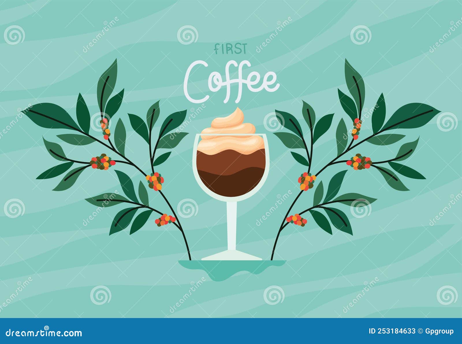 Poster of first coffee stock illustration. Illustration of caffeine ...