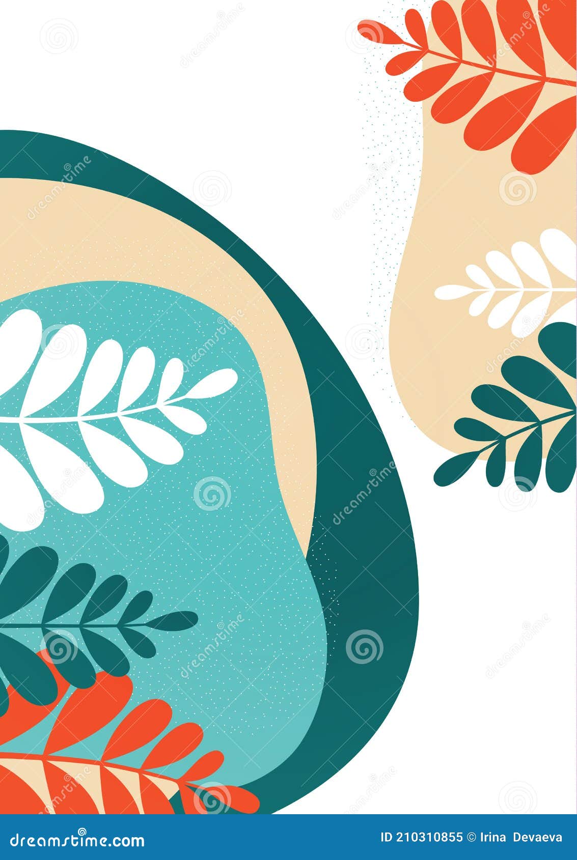 A Poster with Flowing Colored Shapes and Leaves. Design Template for ...