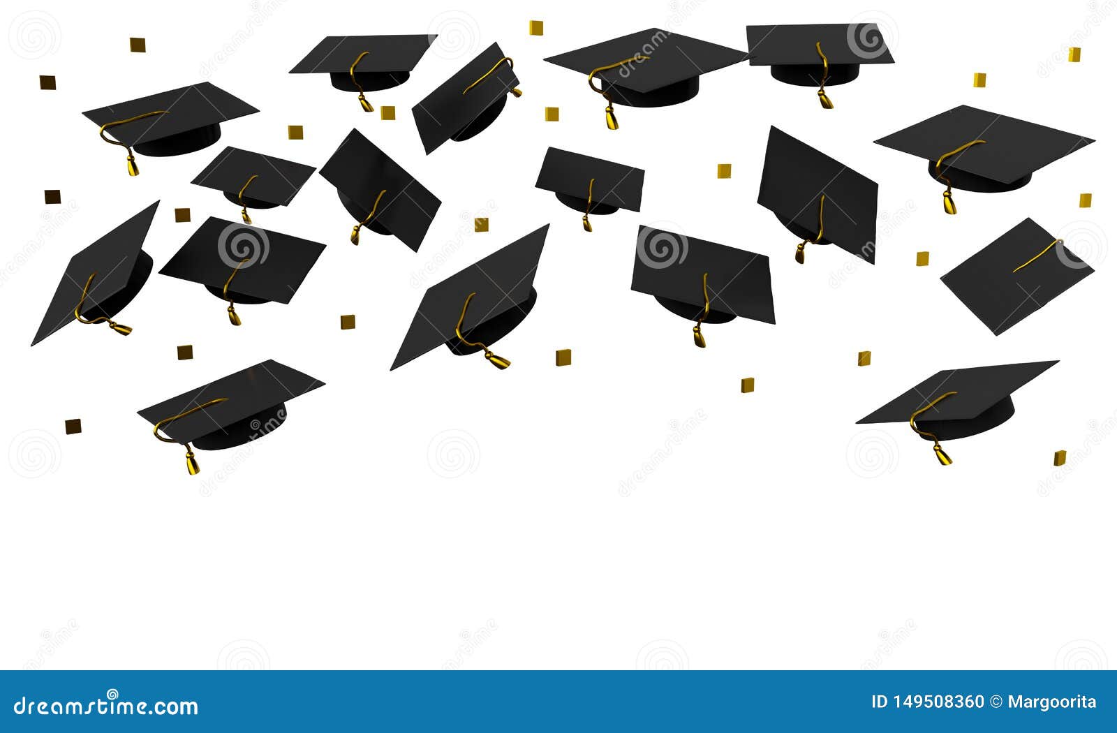 Flying Graduation Caps Illustration | CartoonDealer.com #14147077