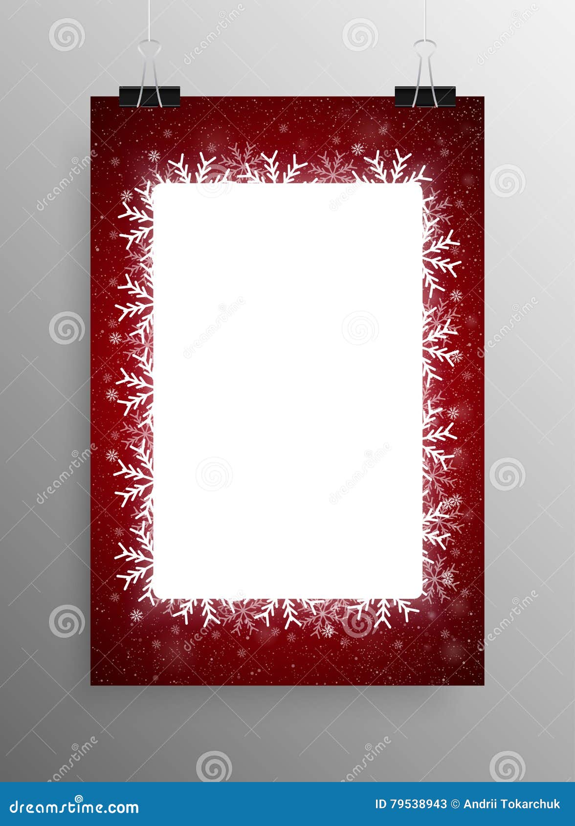 Poster Frame Falling Snow. Red Background. Stock Vector - Illustration ...