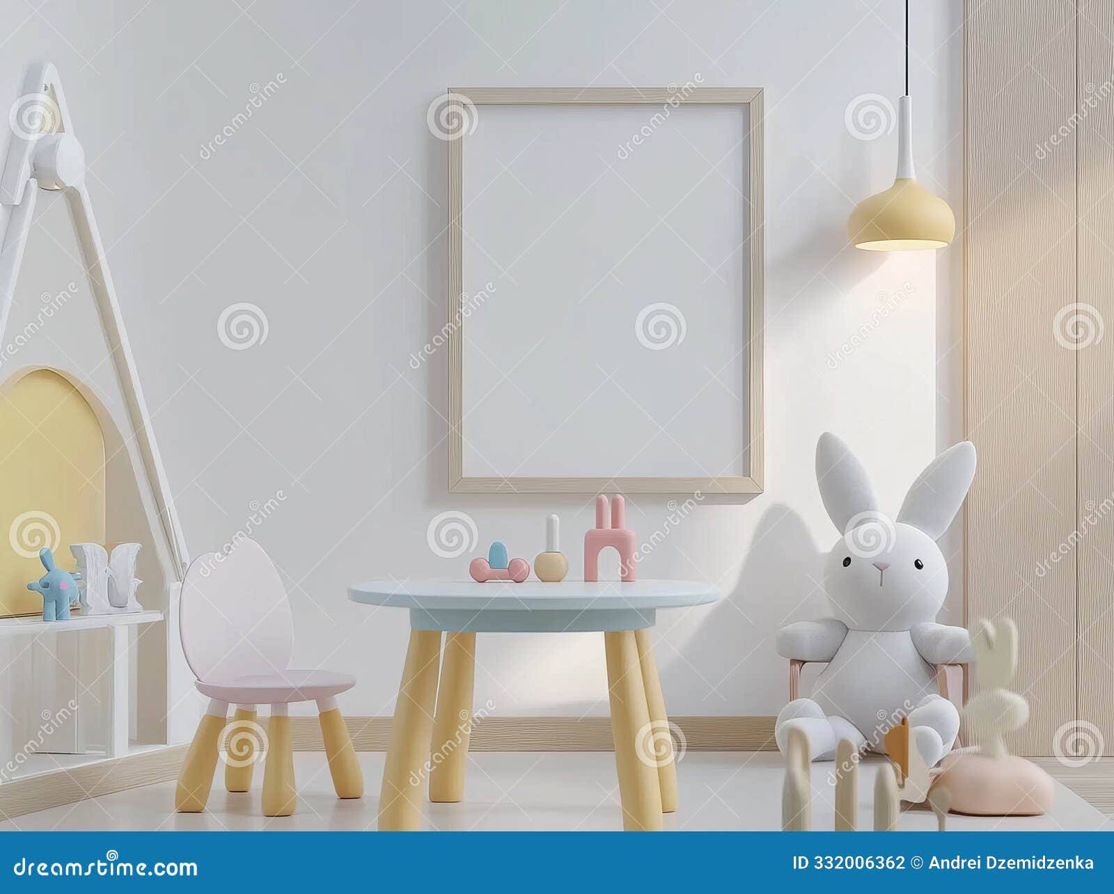 Poster and Frame Mockups for Kids on a White Background. Stock ...