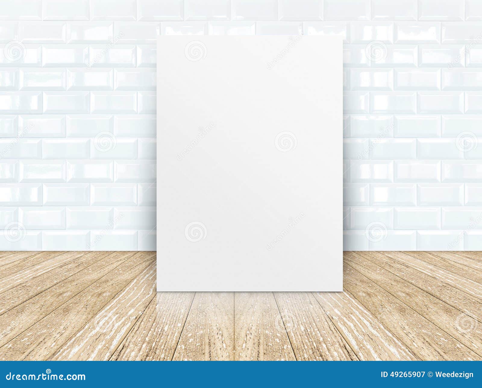 Poster Frame at Tiles Ceramic Wall and Wooden Floor Stock Image - Image ...