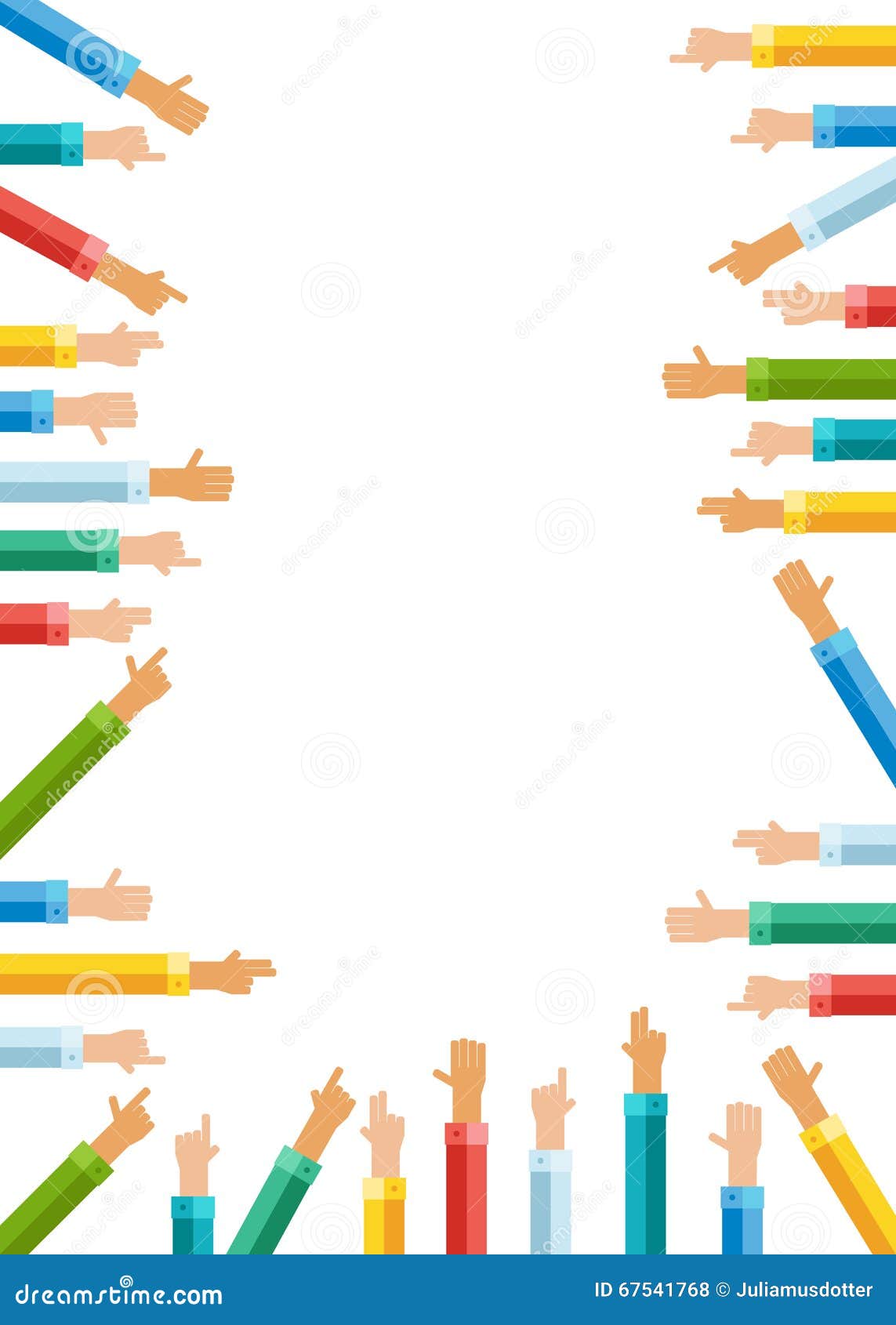 Poster Framed with Flat Pointing Human Hands Stock Vector ...