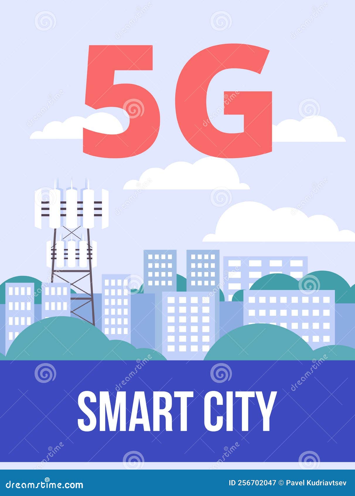 Poster about 5G Technologies in City Flat Style, Vector Illustration ...