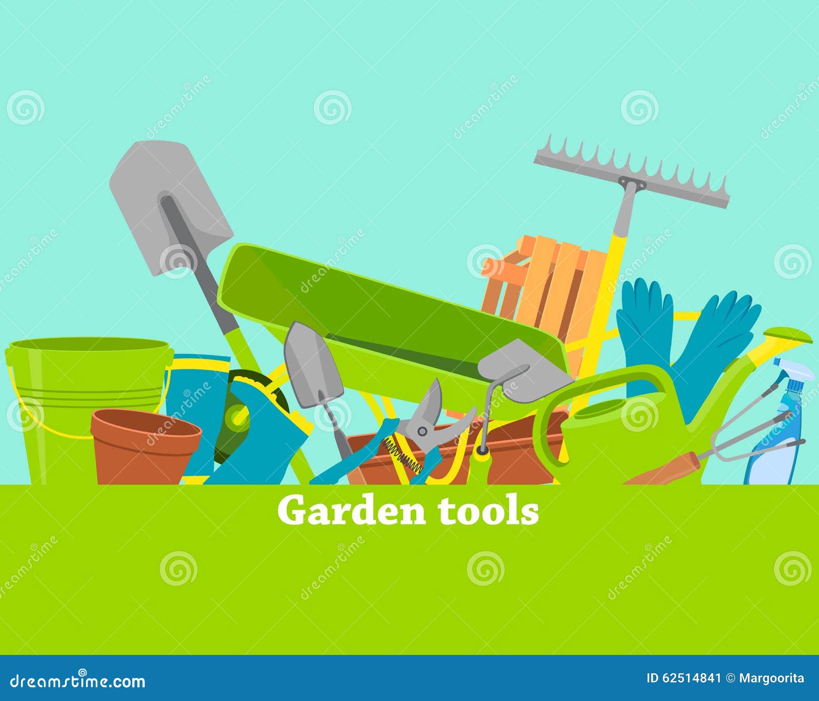 Poster garden tools stock vector. Illustration of space - 62514841
