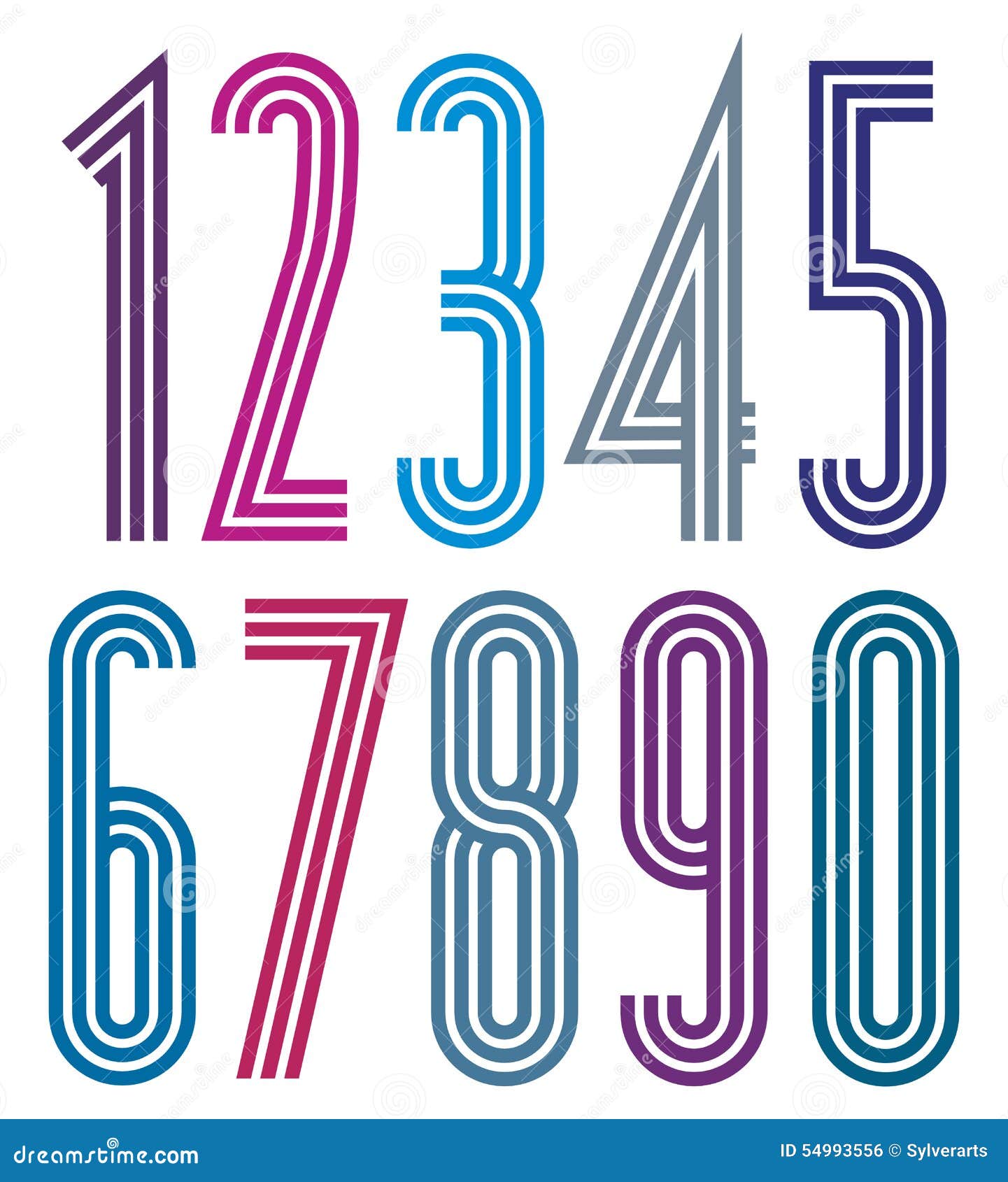 Poster Geometric Bright Simple Striped Numbers Stock Vector ...