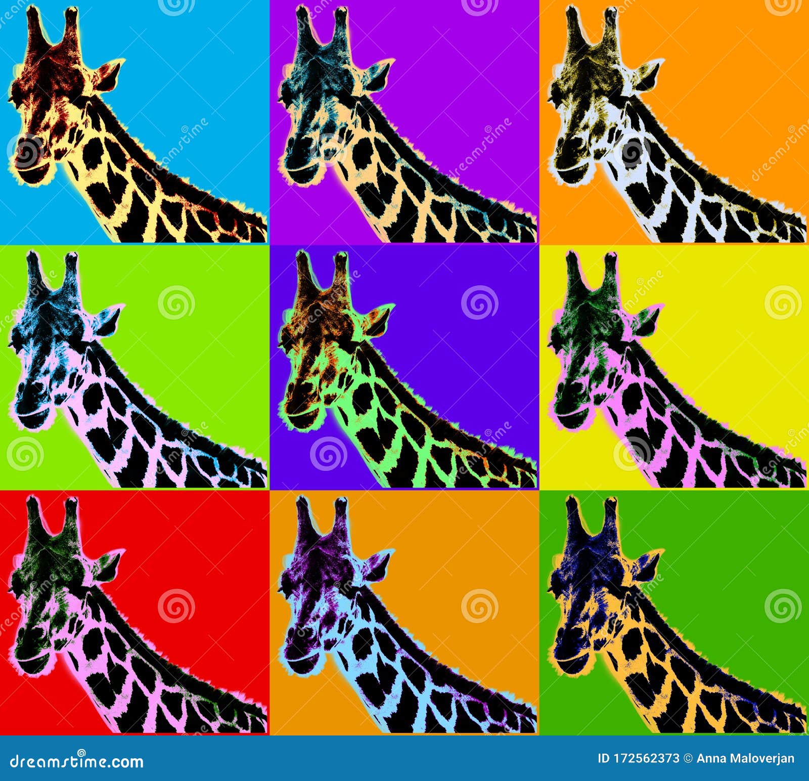 Poster with giraffe stock illustration. Illustration of popart - 172562373