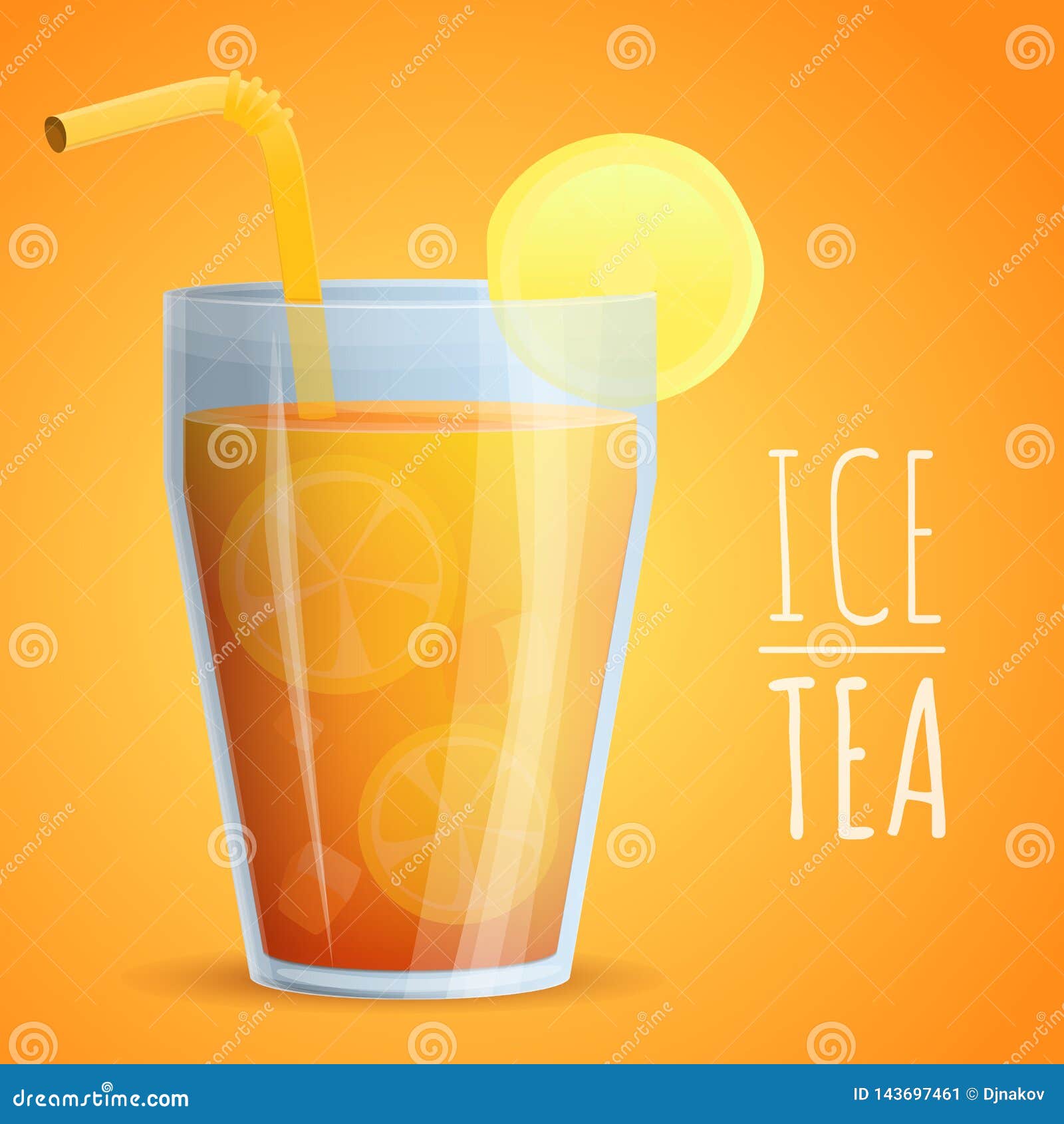 Poster with a Glass of Iced, Vector Illustration Stock Illustration ...