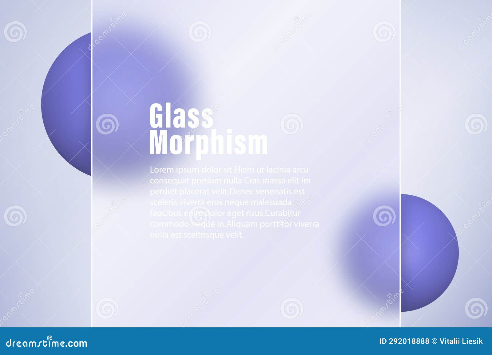 Poster in Glass Morphism Style. Translucent Frosted Glass and Spheres ...