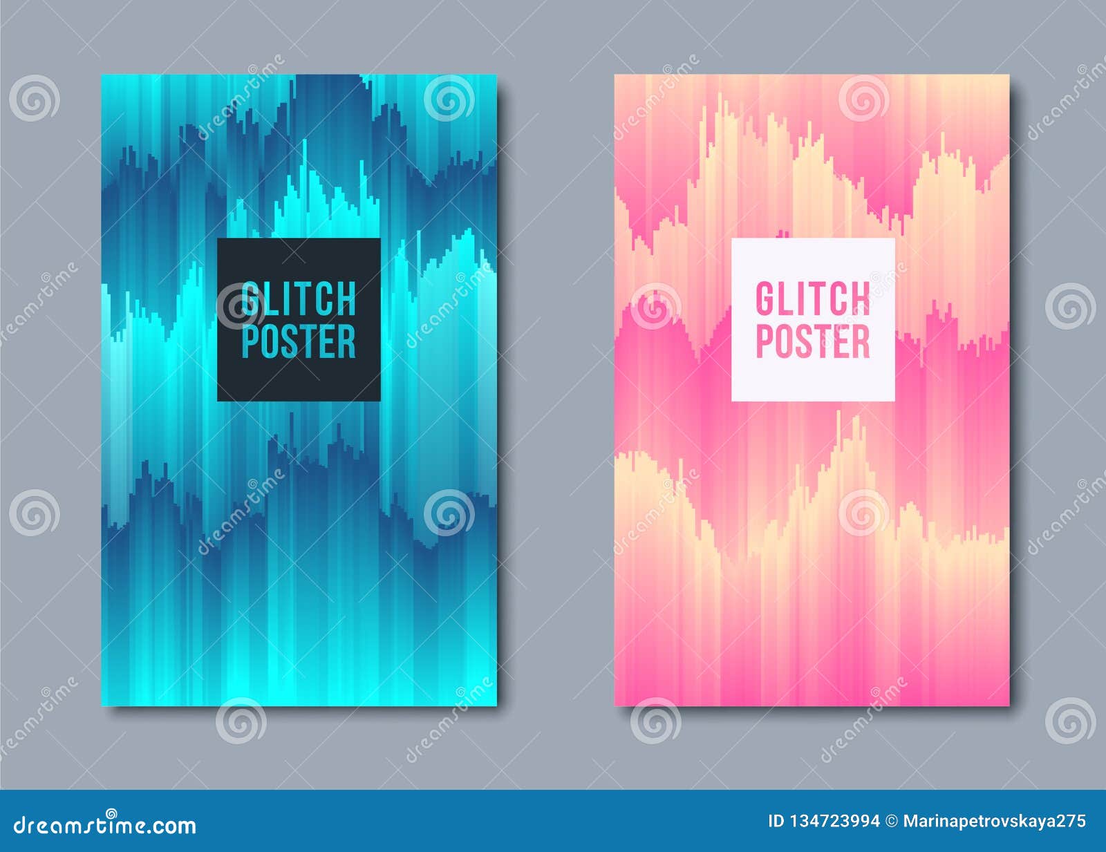 Abstract Poster in Glitch Style. Background Templates with Geometric ...
