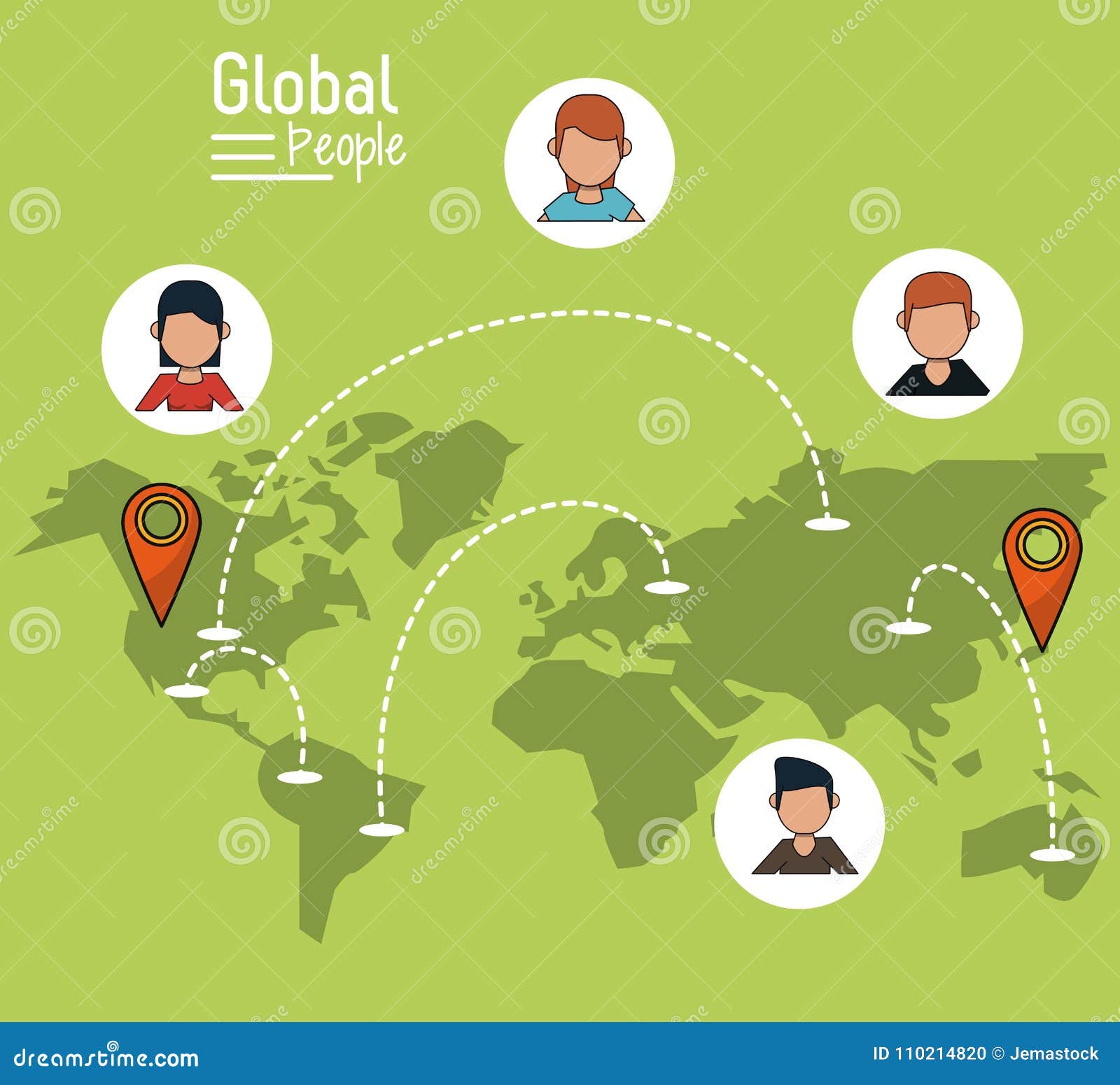 Poster of Global People with Light Green Background with Map of the ...