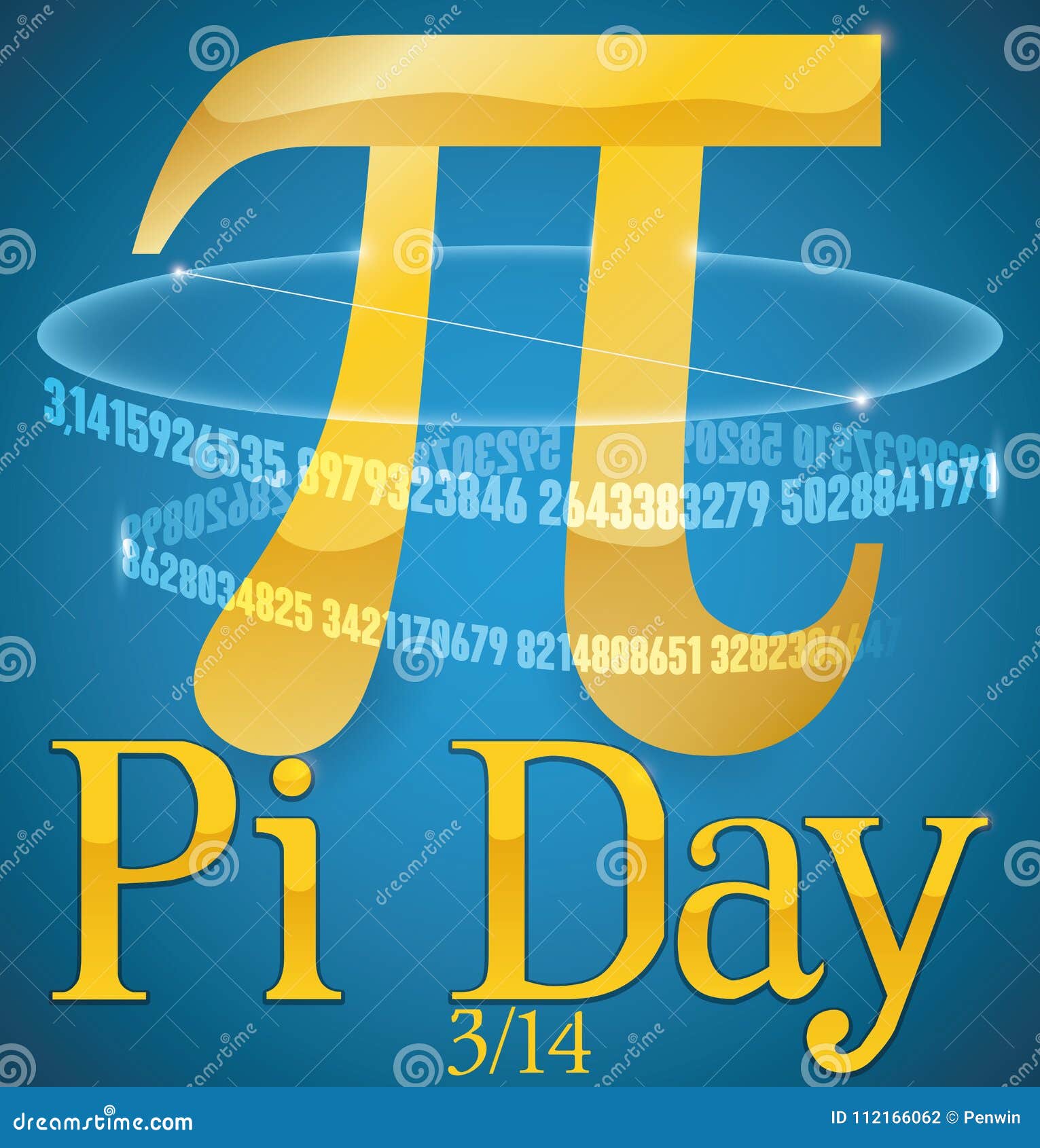 Golden Pi Symbol with Its Numeric Series for Pi Day, Vector ...