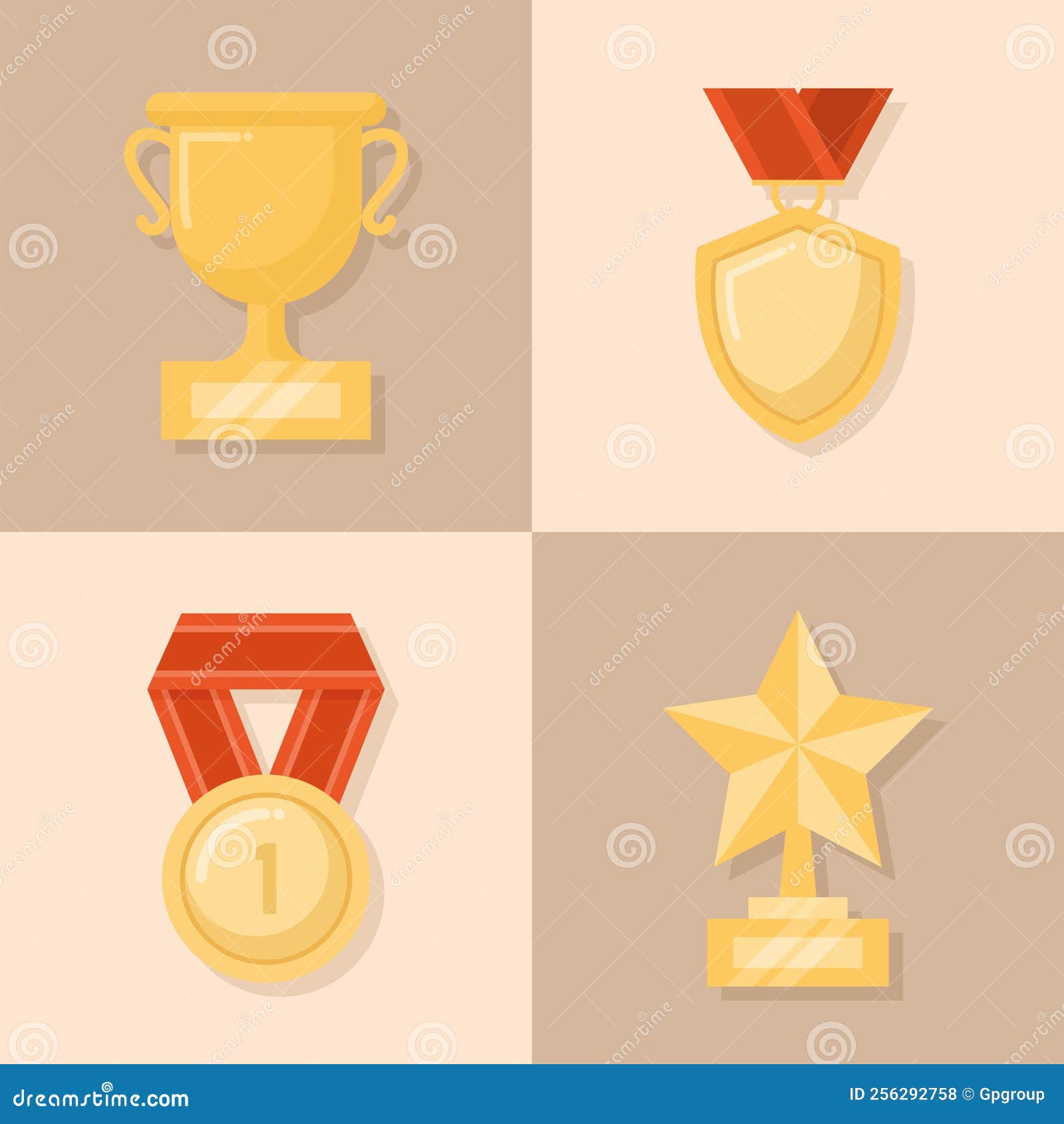 Golden prizes bundle stock vector. Illustration of success - 256292758