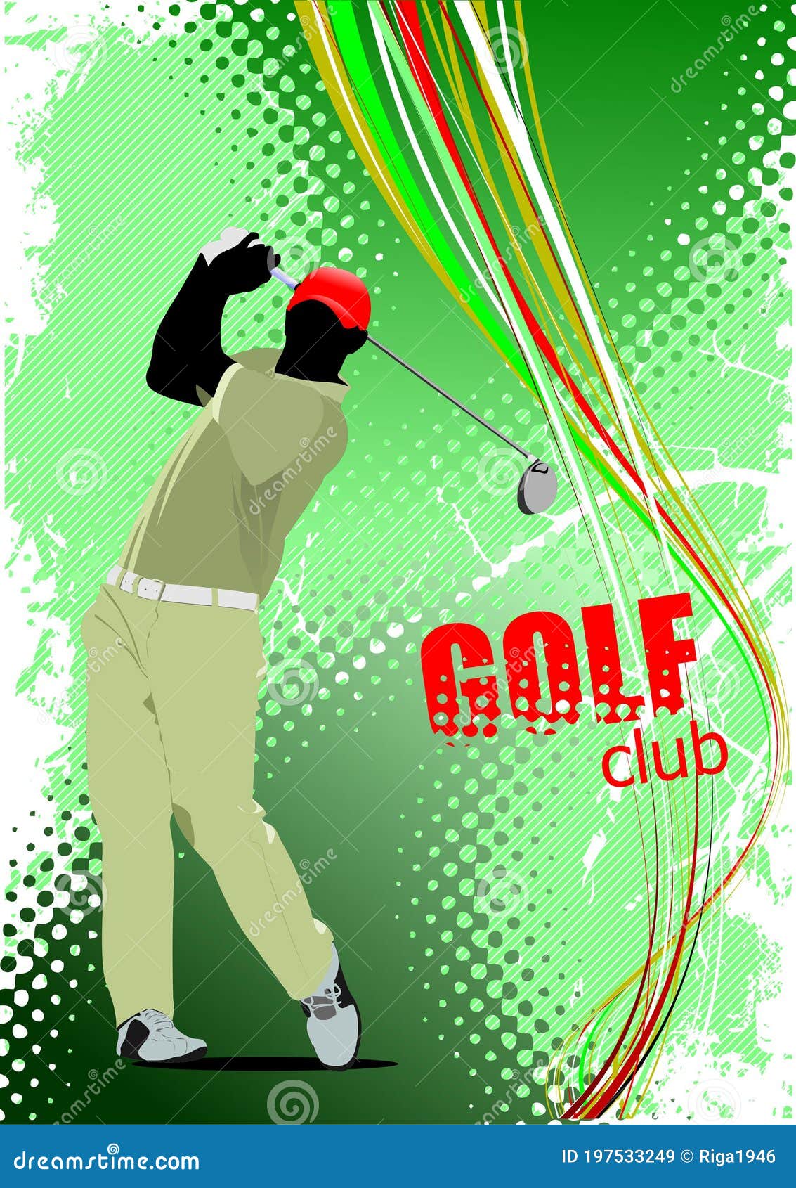 Poster with Golf players. stock vector. Illustration of iron - 197533249