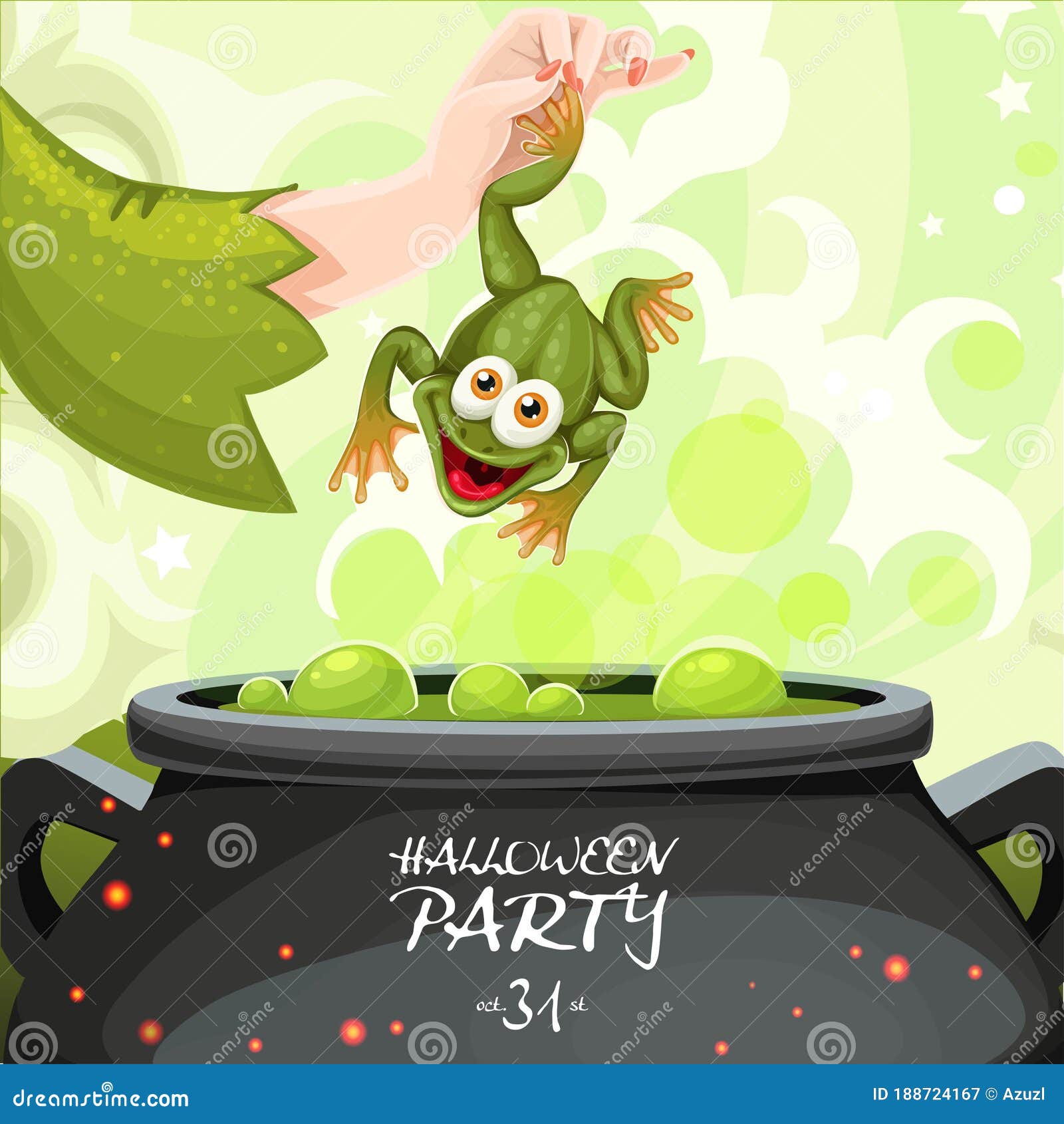 Poster for Halloween Party Throwing a Toad in a Magic Potion Cauldron ...