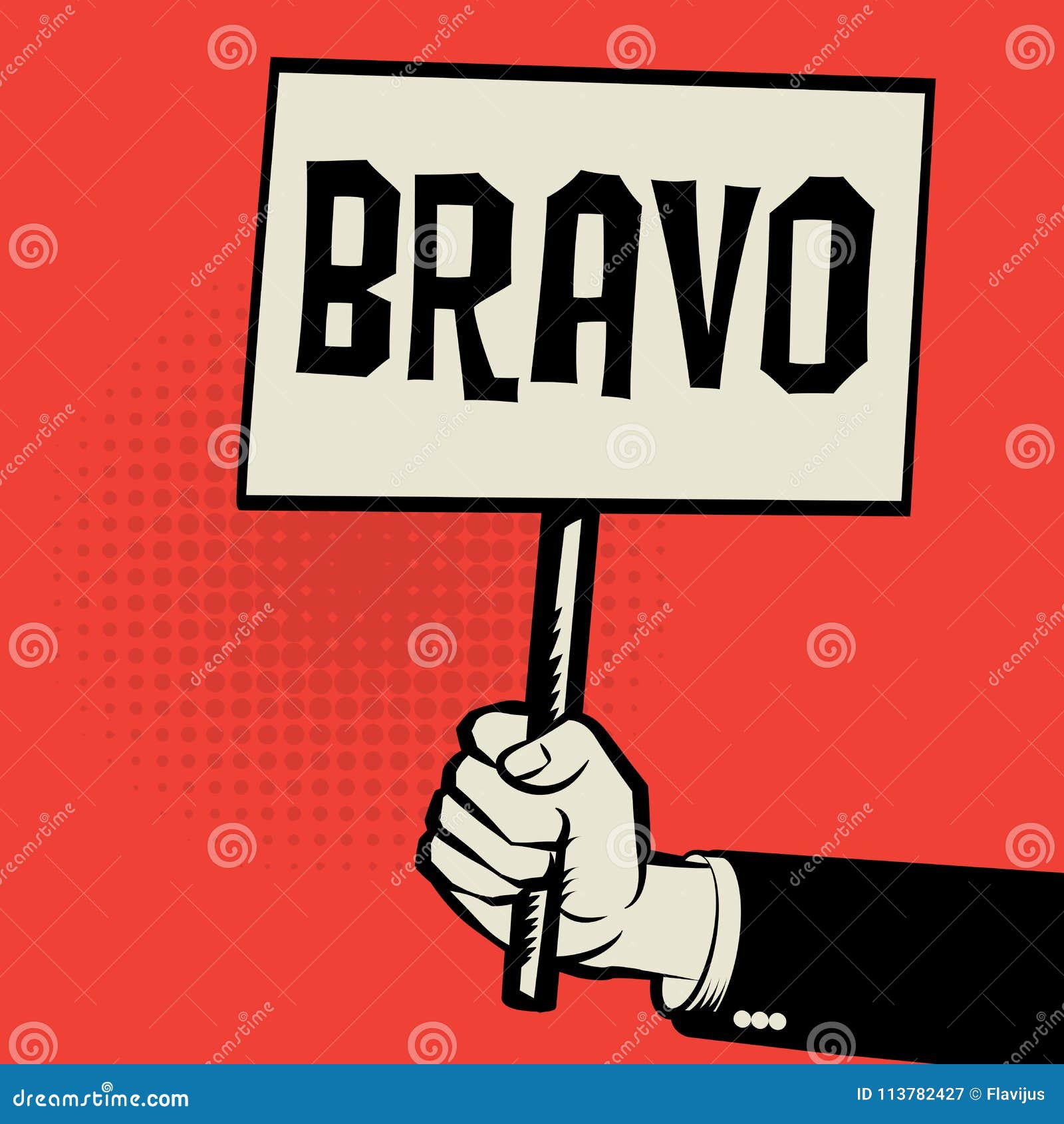 Poster in Hand, Business Concept with Text Bravo Stock Vector ...