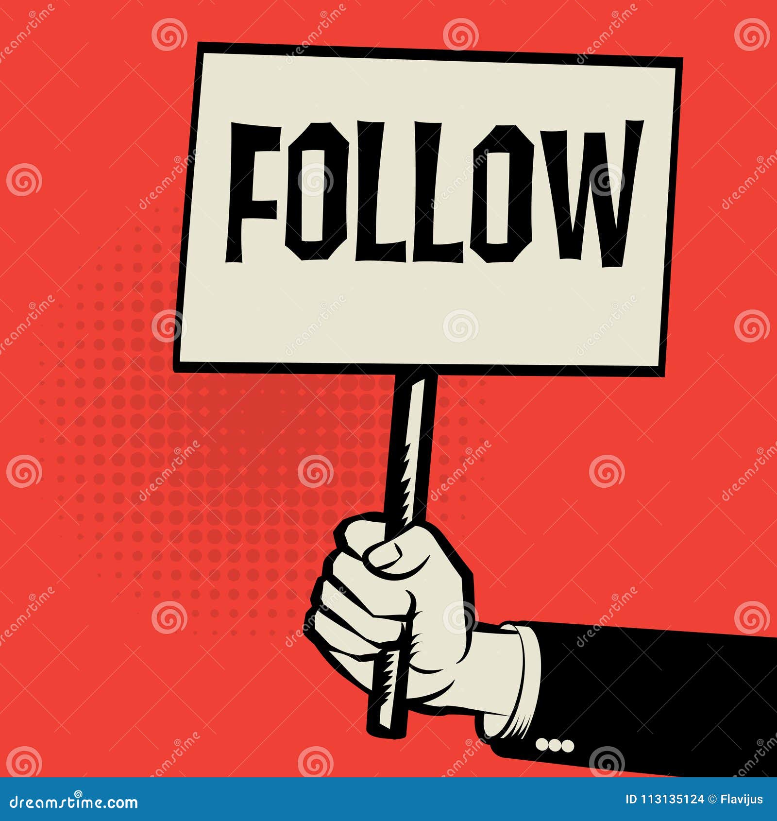 Poster in Hand, Business Concept with Text Follow Stock Vector ...