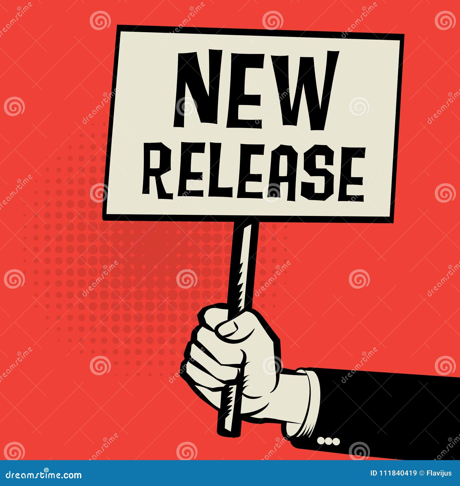 Poster in Hand, Business Concept with Text New Release Stock Vector ...