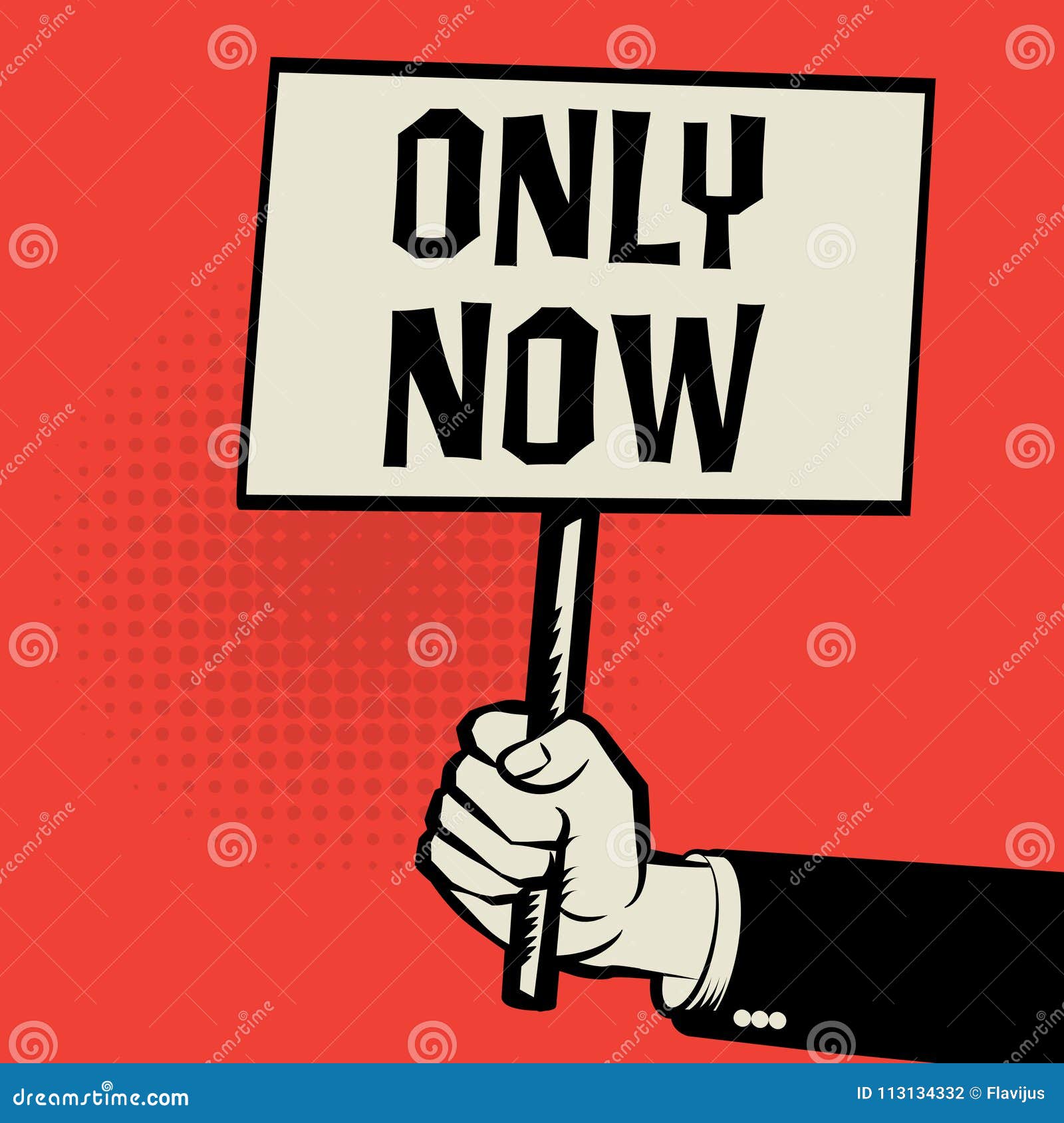 Poster in Hand, Business Concept with Text only Now Stock Vector ...