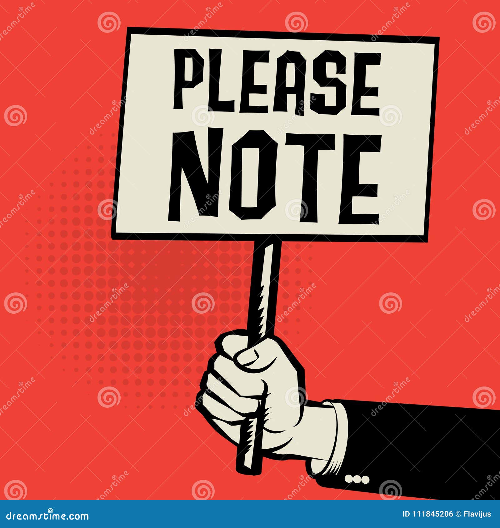 Poster in Hand, Business Concept with Text Please Note Stock Vector ...