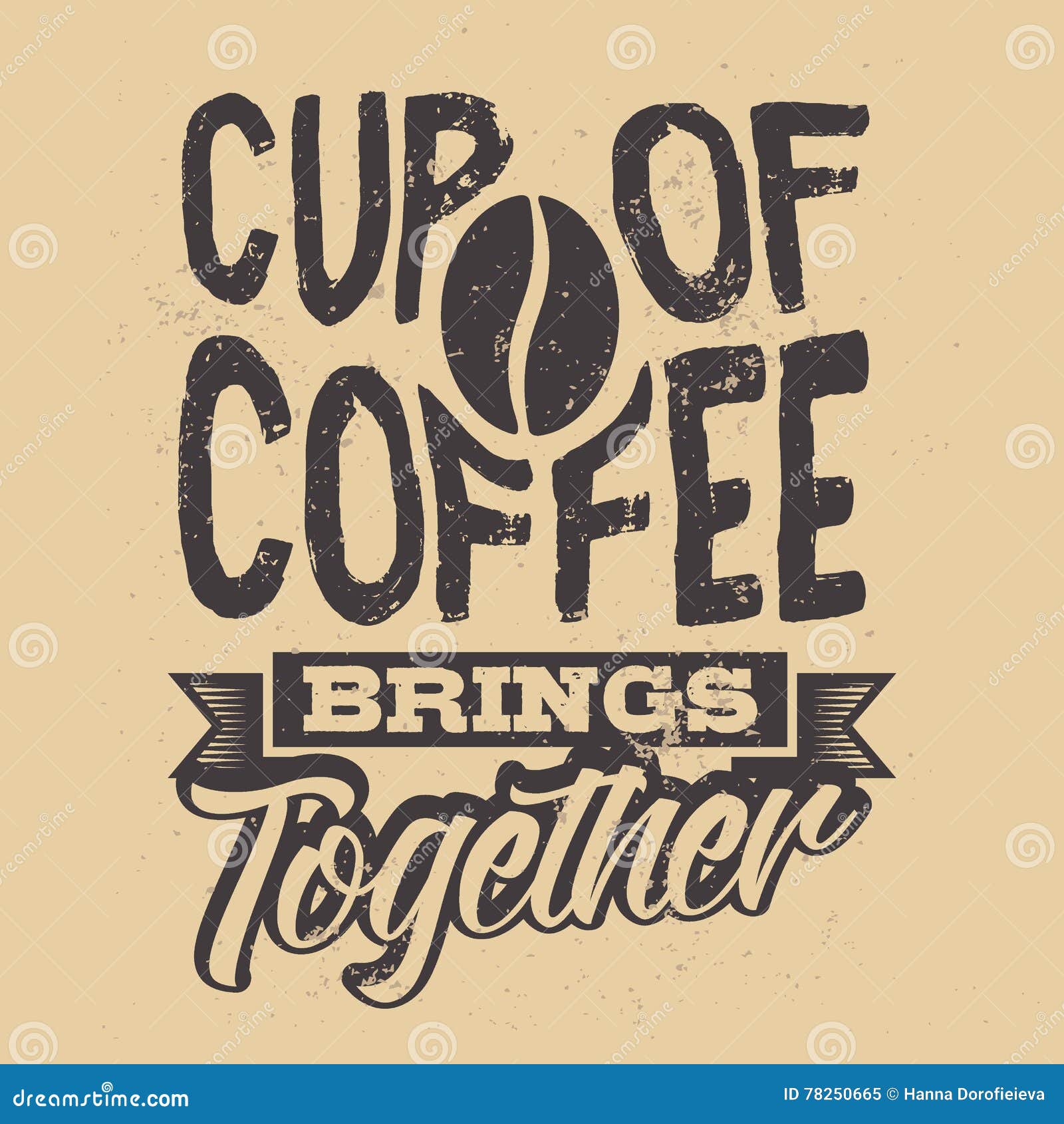 Poster with Hand-drawn Coffee Slogan. Creative Vector Illustration ...