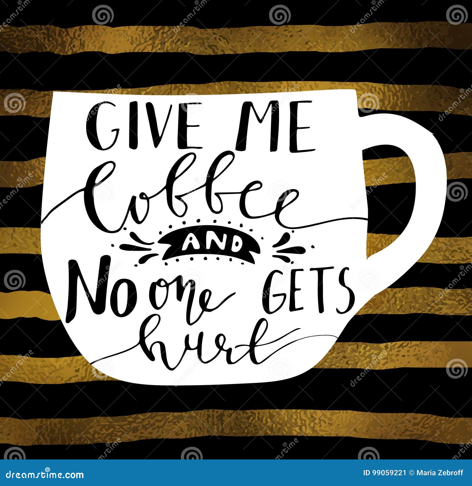 Poster with Hand-drawn Coffee Slogan Stock Vector - Illustration of ...