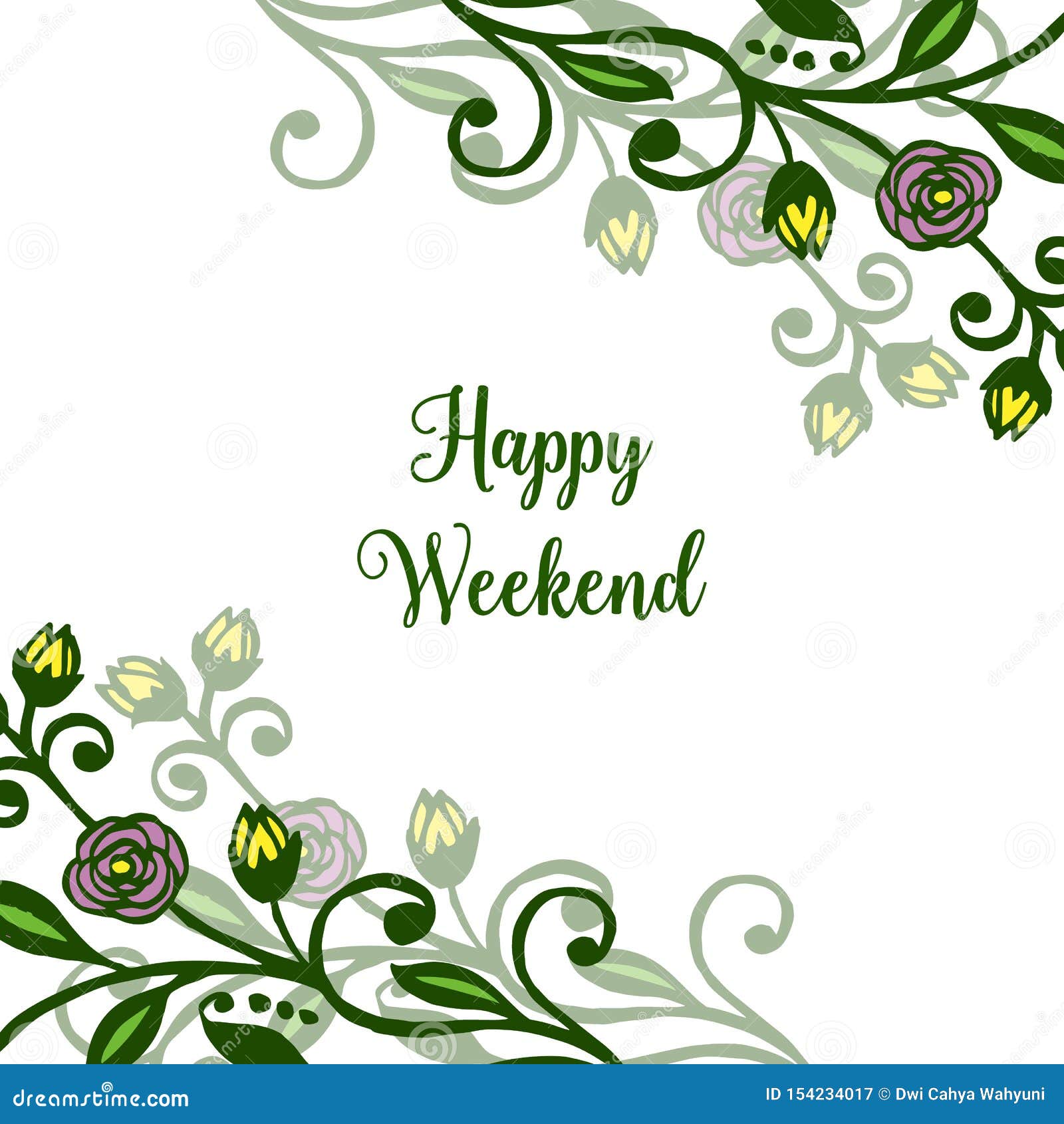 Poster Happy Weekend, Various Pattern Art Colorful Wreath Frame. Vector ...