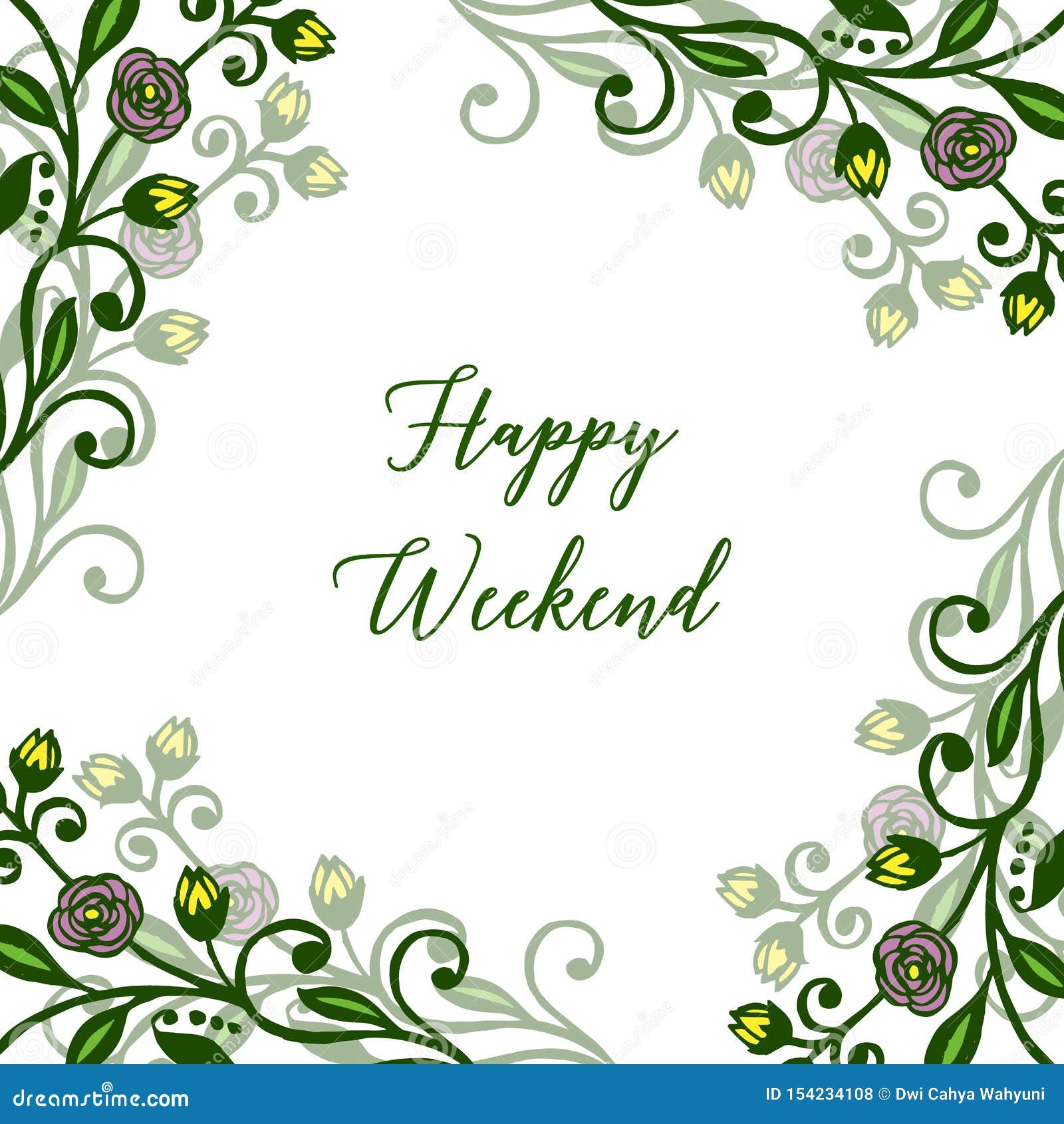 Poster Happy Weekend, Various Pattern Art Colorful Wreath Frame. Vector ...