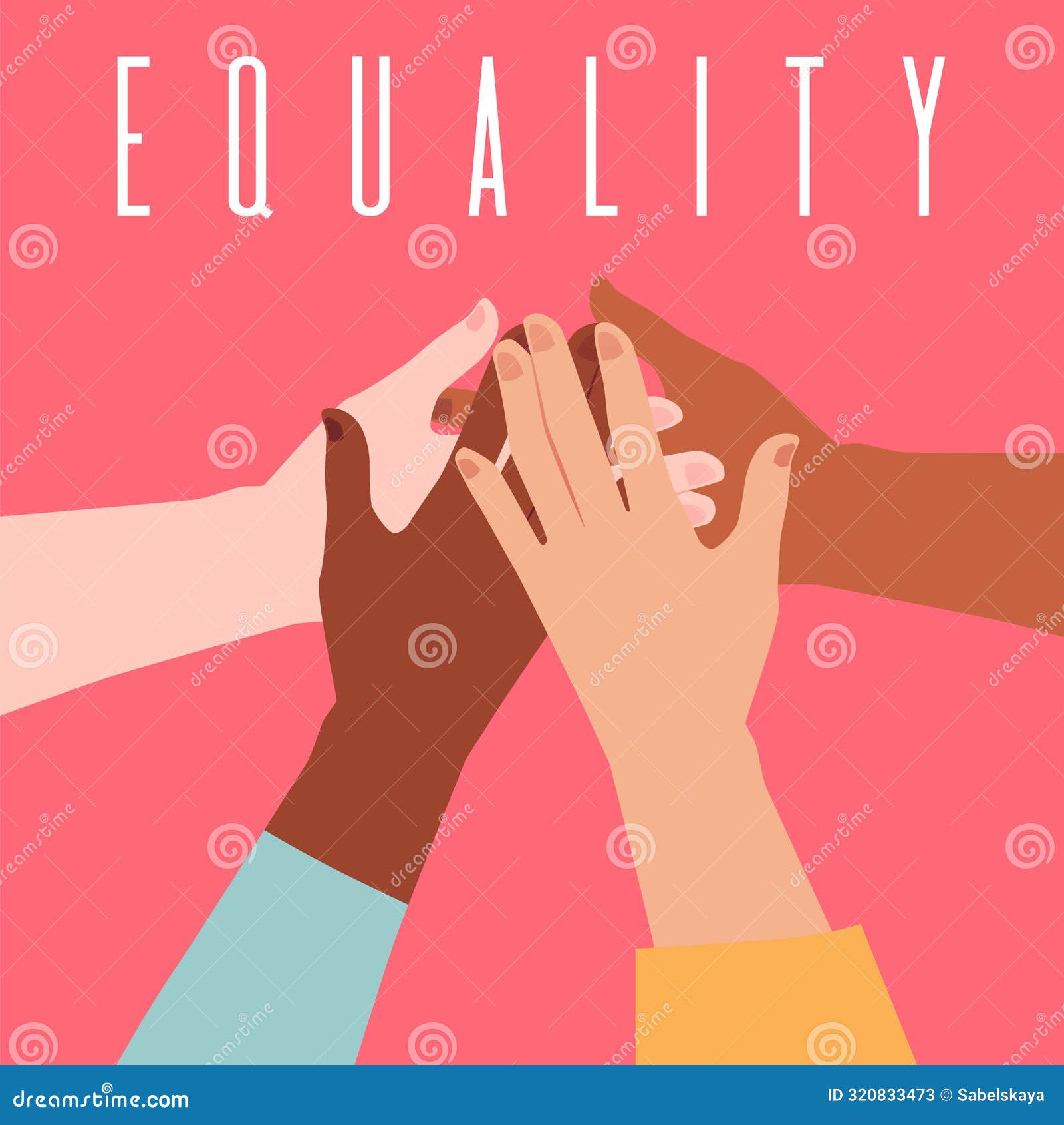 Clasped Hands, Poster on the Theme of Equality. Flat Style. Stock ...